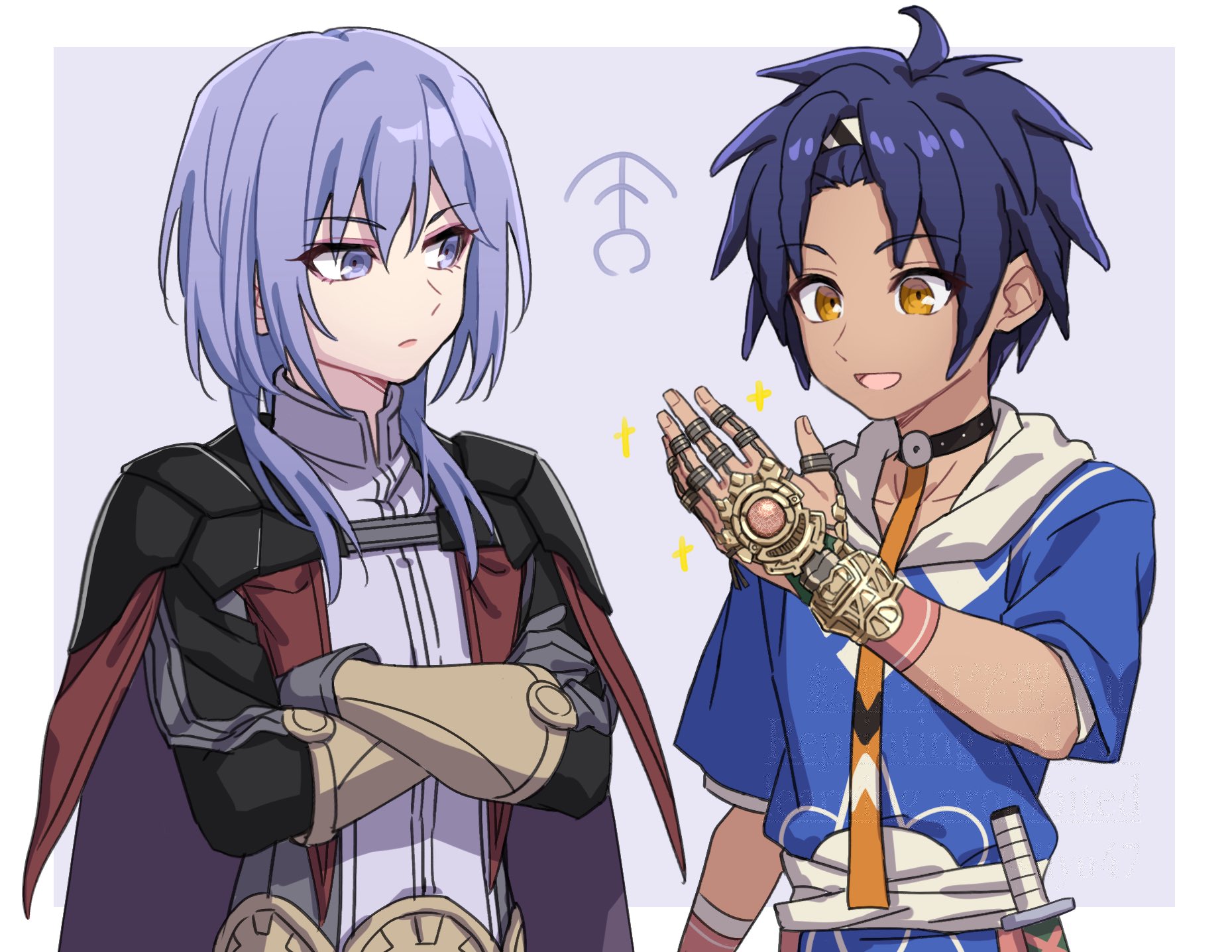 Safebooru - 2boys blue hair blue hoodie cai (fire emblem) cape dark ...