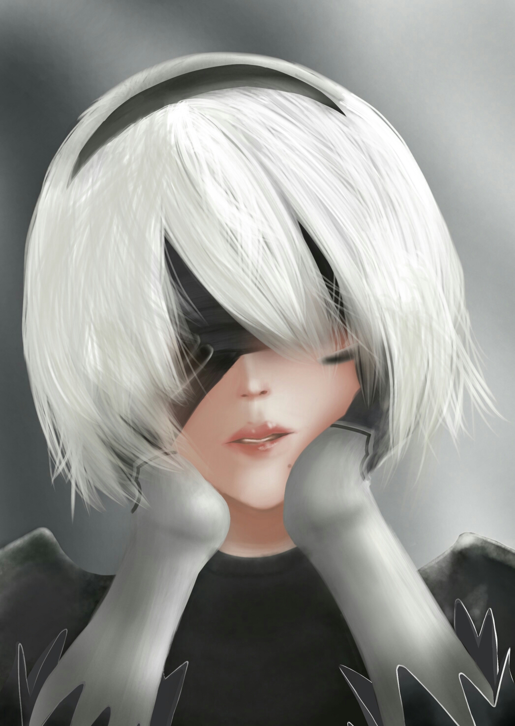Safebooru - 1girl 2b (nier:automata) black hairband blindfold gloves ...