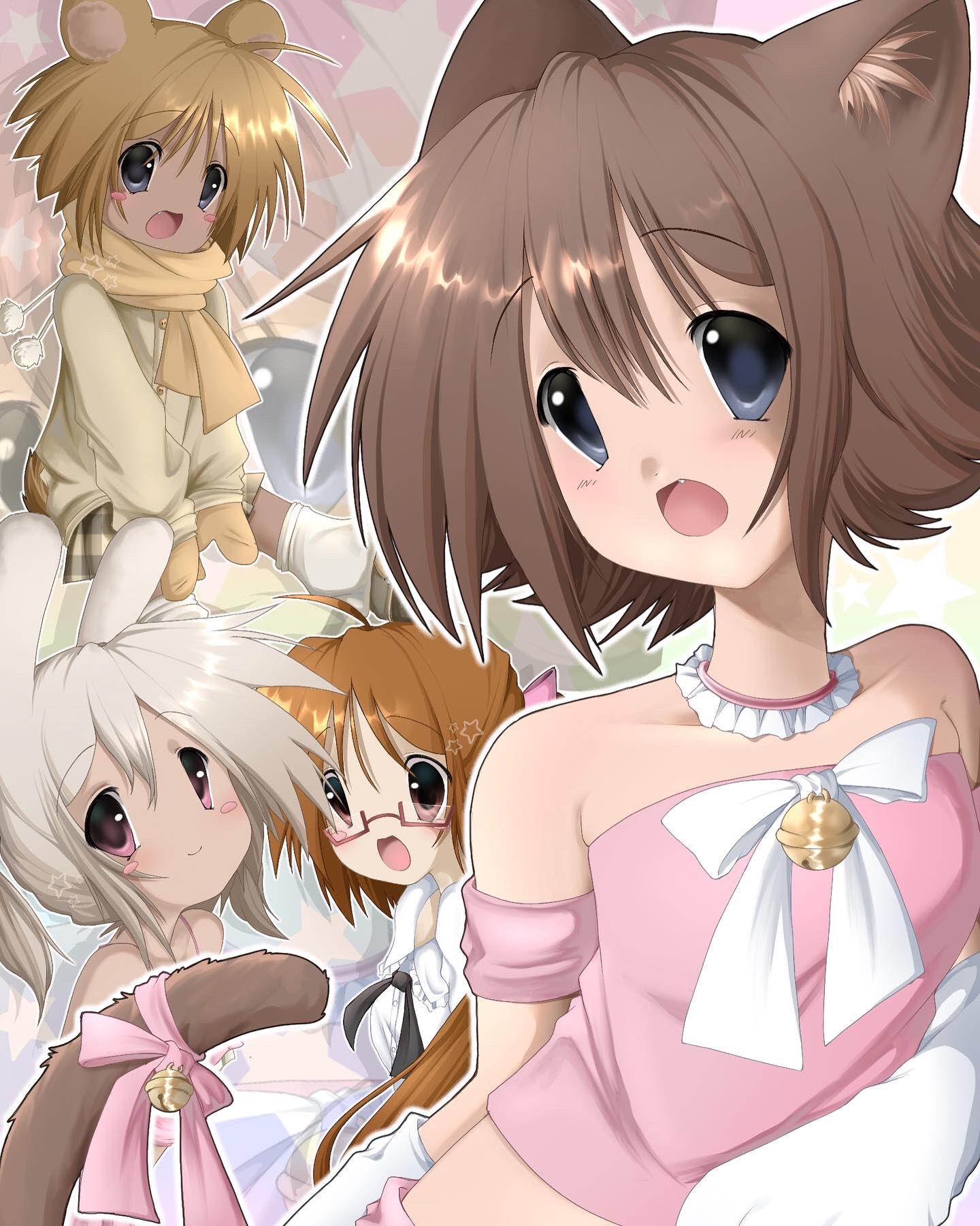 Safebooru - 2000s (style) animal ears blush brown hair cat ears cat girl cat tail chlem (magi ...