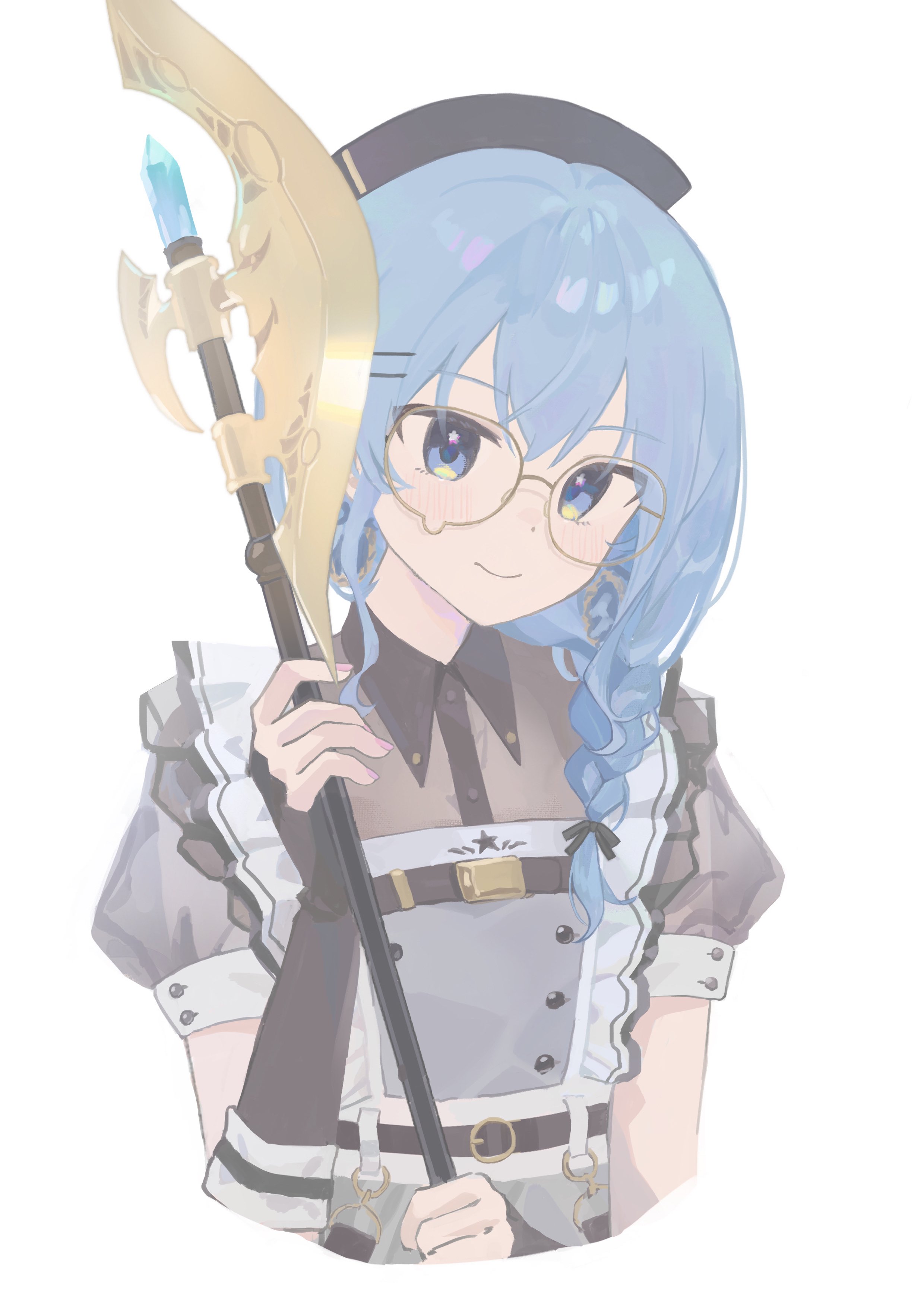 Safebooru - 1girl absurdres blue eyes blue hair blush braid dot nose ...