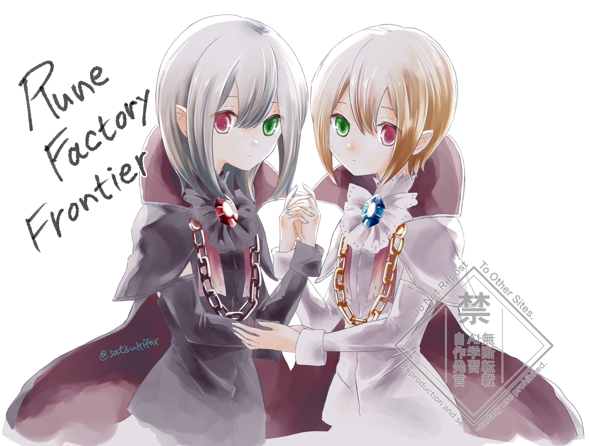 Safebooru - 2girls black cape black capelet blonde hair cape capelet chain closed mouth ...