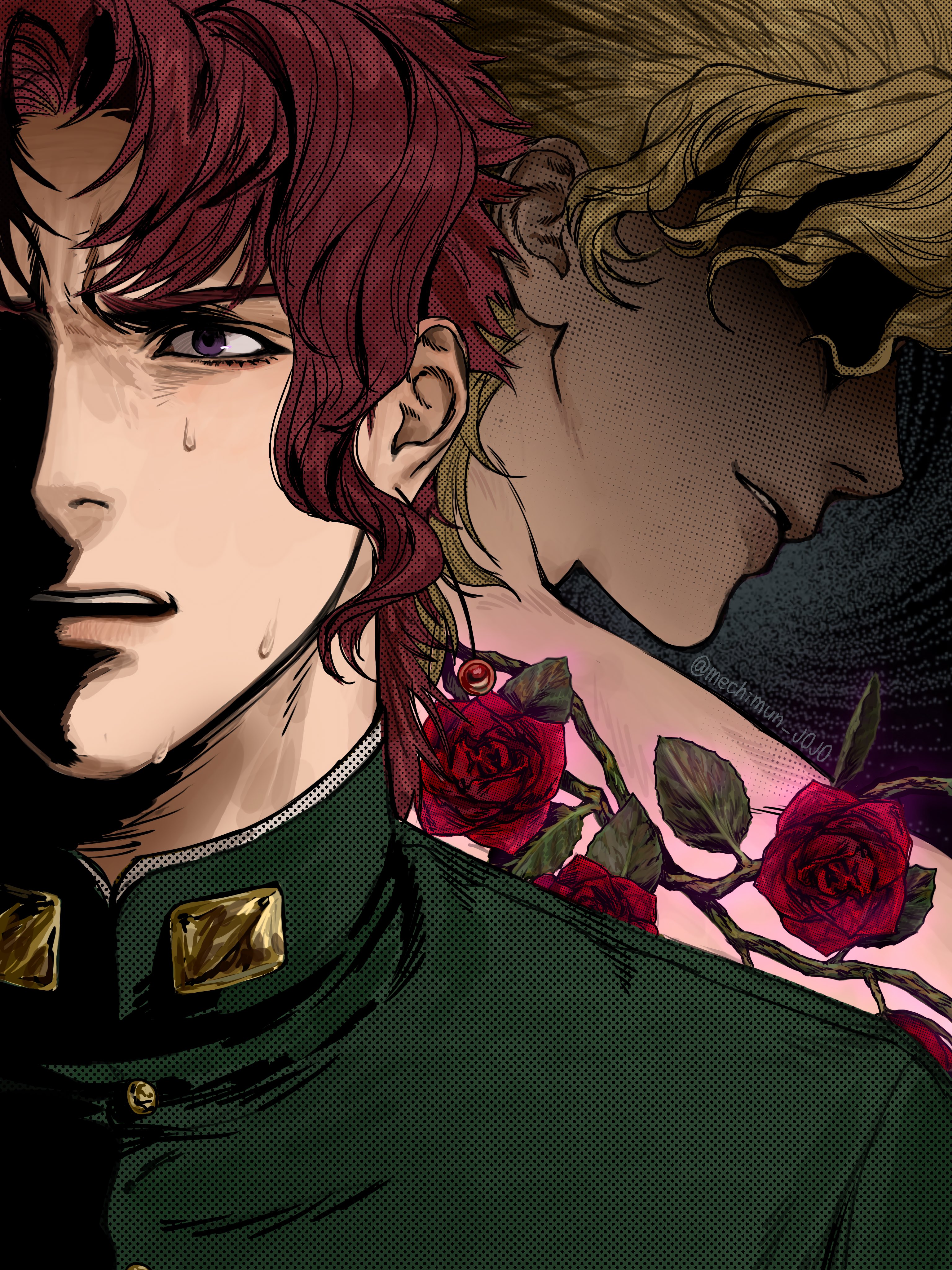 Safebooru - 2boys absurdres back-to-back blonde hair dio brando flower ...