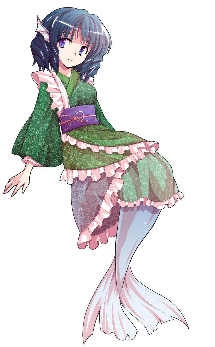 Safebooru - 1girl blue hair curly hair dairi drill hair head fins highres mermaid monster girl ...