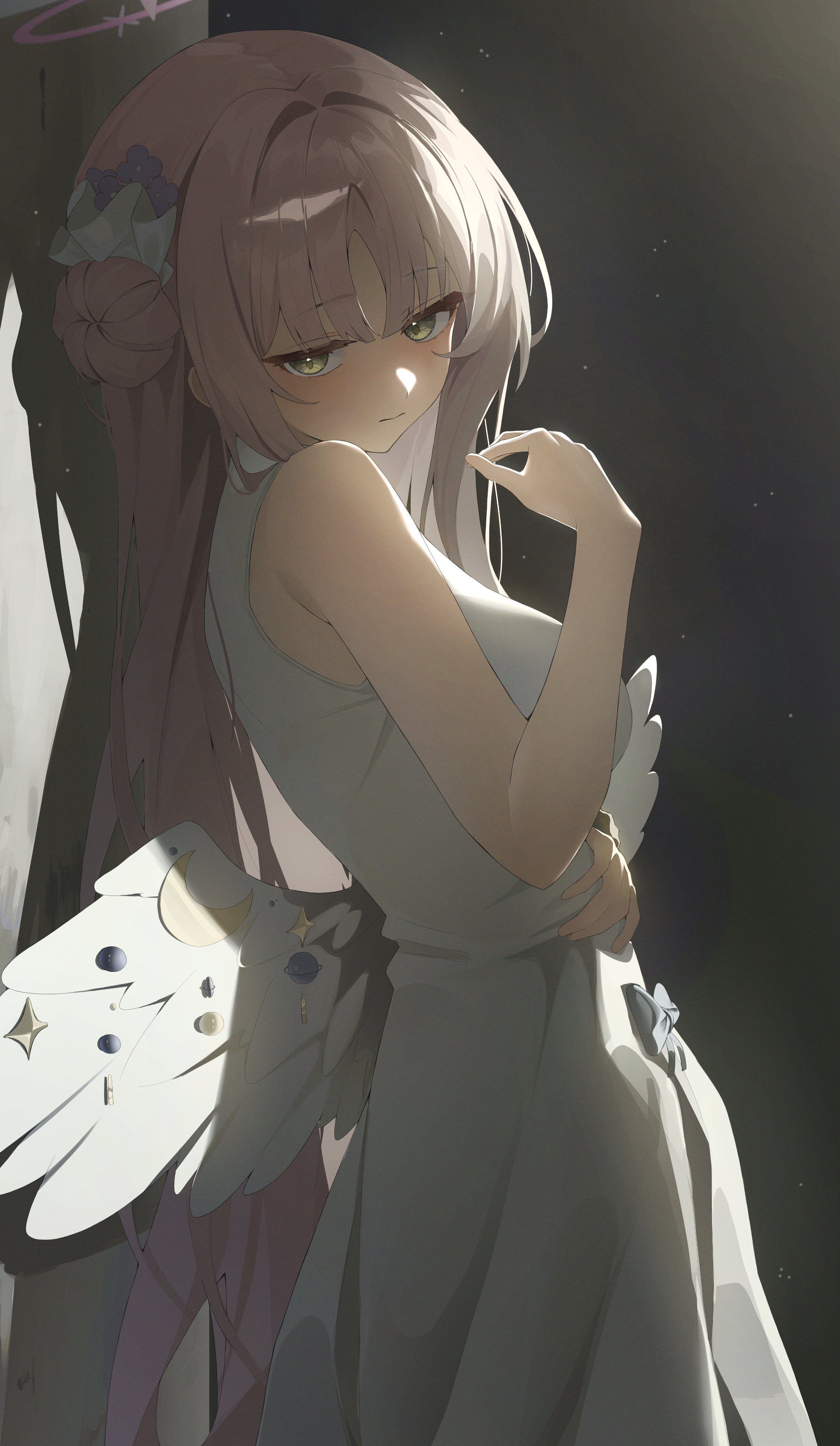 Safebooru - 1girl absurdres angel wings blue archive feathered wings hair bun halo highres k cyp ...