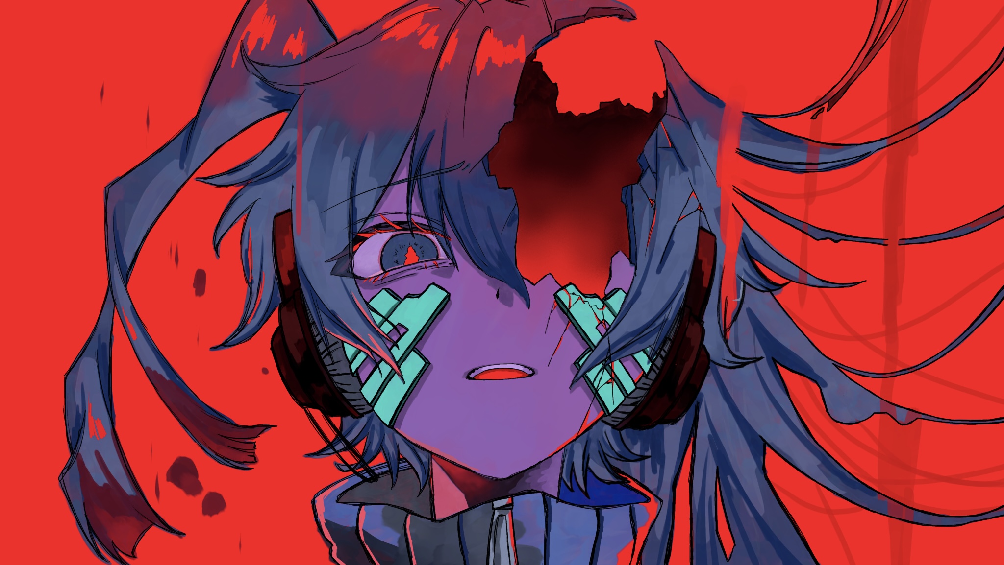 Safebooru - 1girl blue eyes blue hair ene (kagerou project) hair half ...