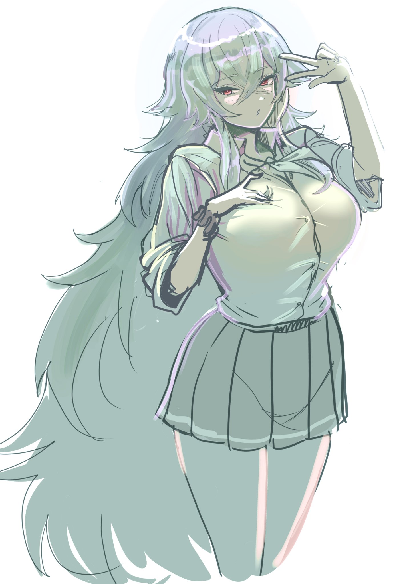 Safebooru - 1girl azur lane blush breasts button gap buttons collared shirt eyebrows hidden by ...