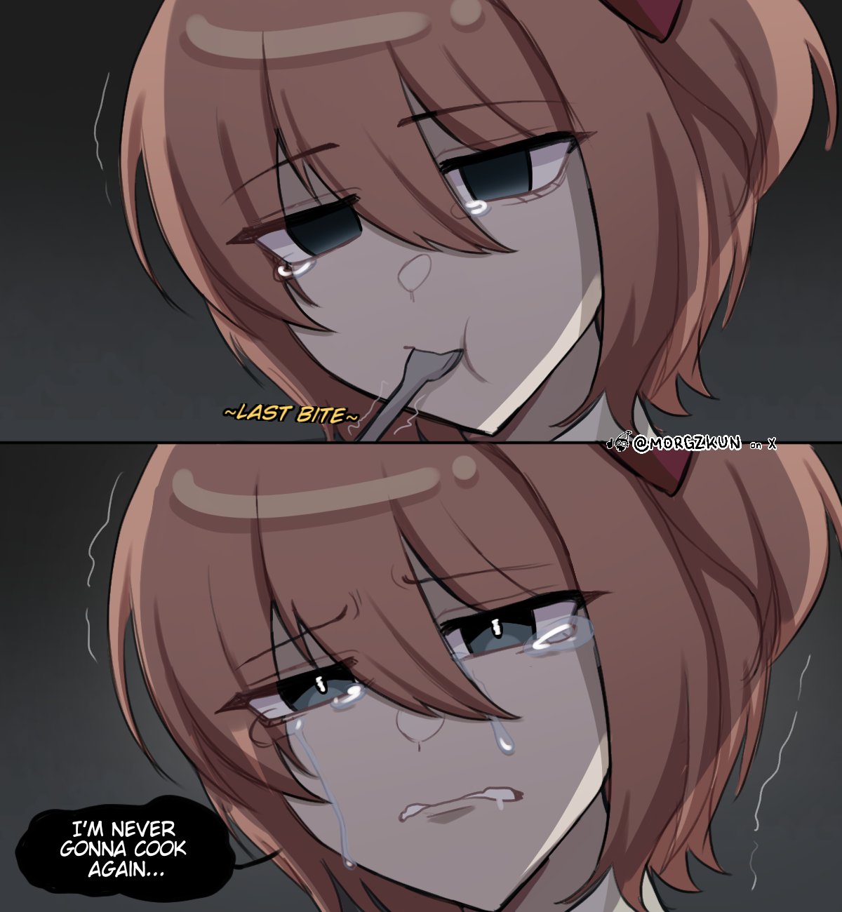 Safebooru - 1girl artist self-insert blue eyes brown hair closed mouth crying crying with eyes ...