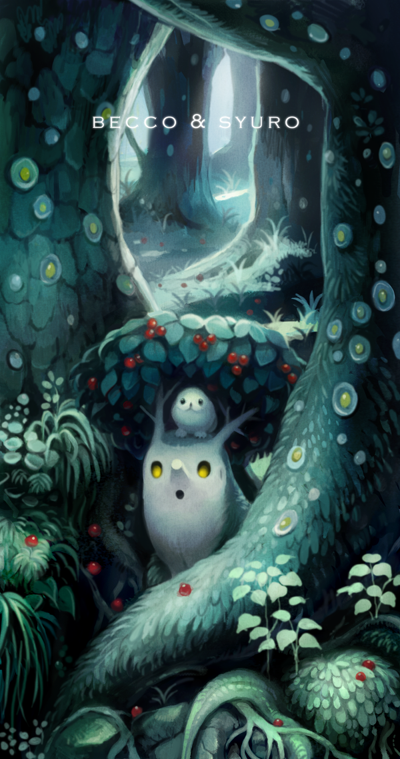 Safebooru - berries bird bush creature egg fantasy food forest grass ...