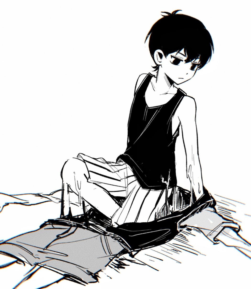 Safebooru - 1boy antenna hair closed mouth collarbone double-parted ...