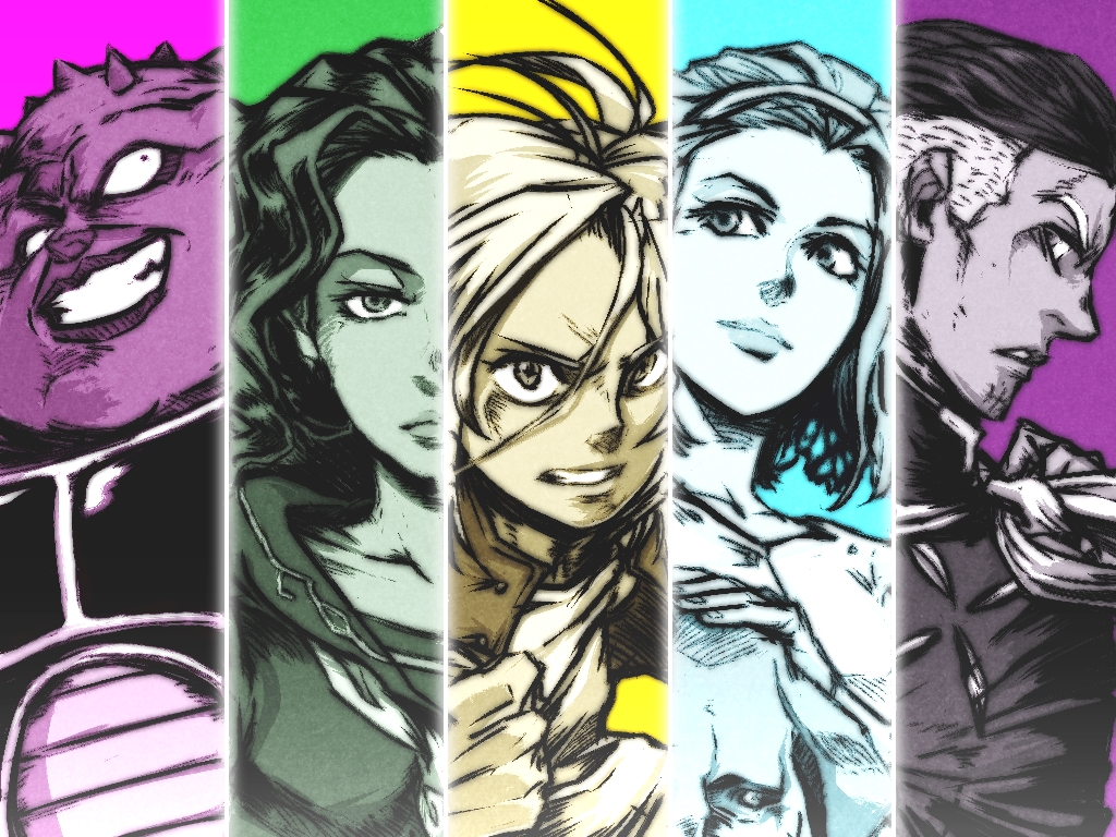 Safebooru - 2girls 3boys armor column lineup dodoria dragon ball dragon ...