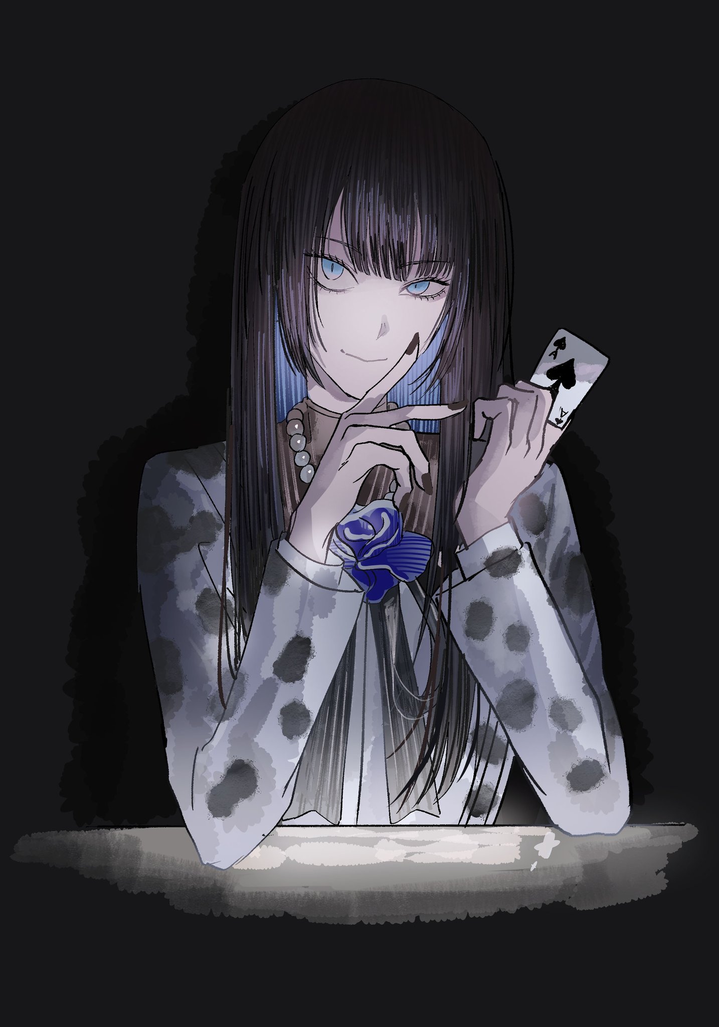 Safebooru - 1girl ado (utaite) black hair black nails blue eyes blue ...
