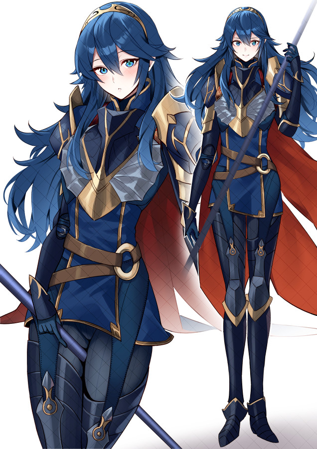 Safebooru - 1girl ameno (a meno0) armor blue armor blue cape blue eyes ...