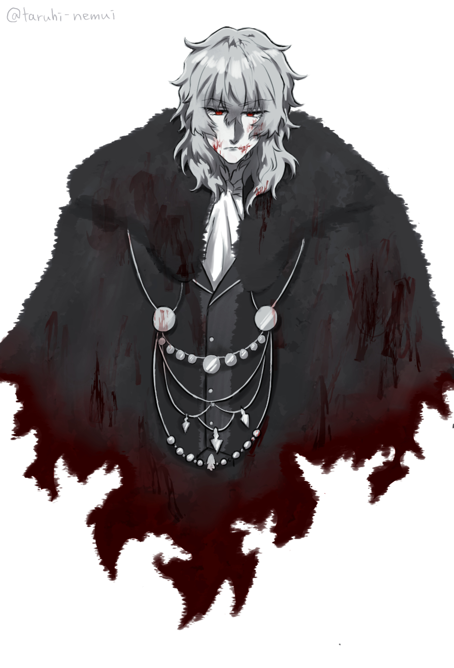 Safebooru - 1boy ascot blood blood on clothes blood on face coat ...