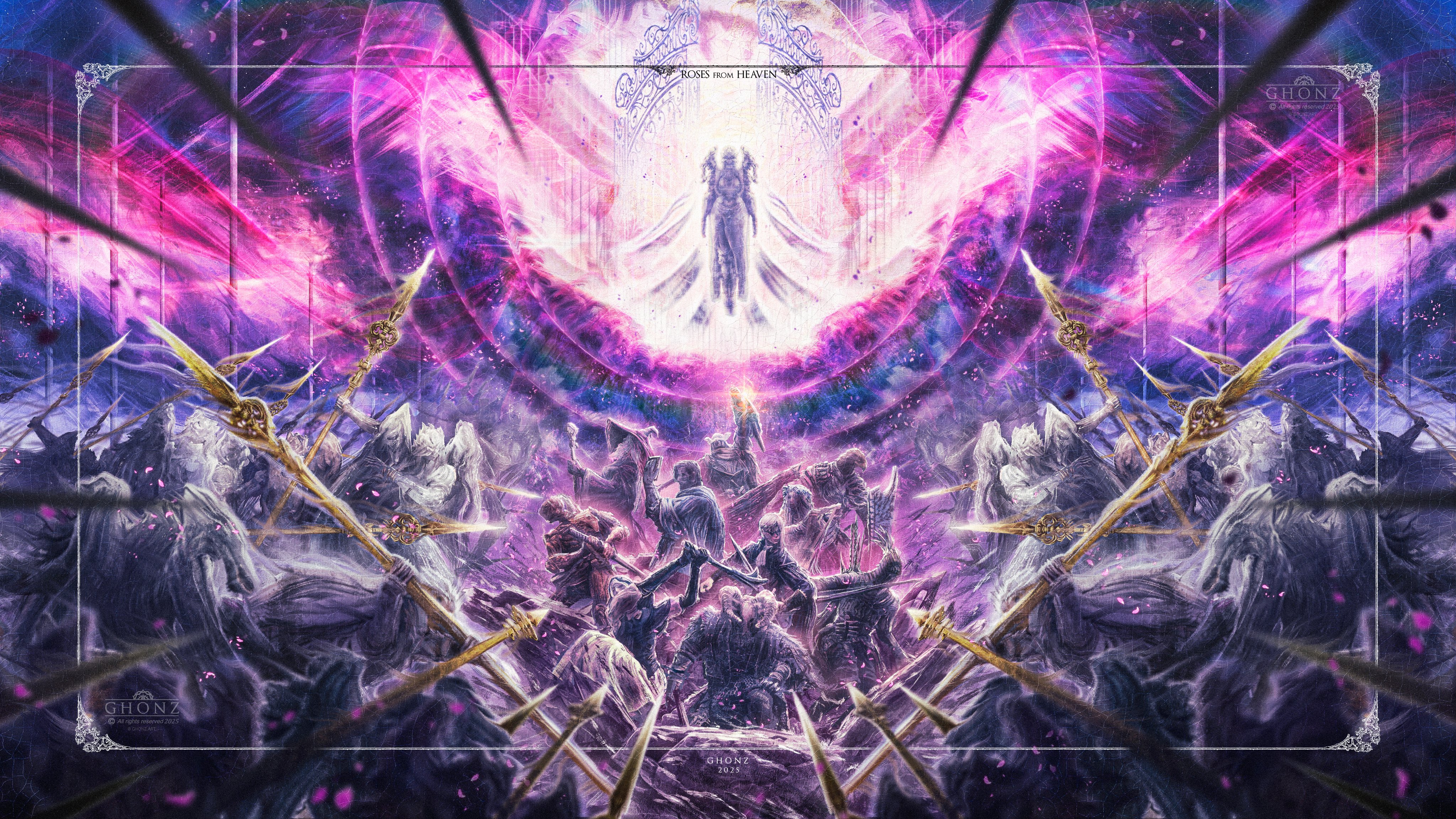 Safebooru - 6+boys 6+girls absurdres animal head armor ascot aura axe ...