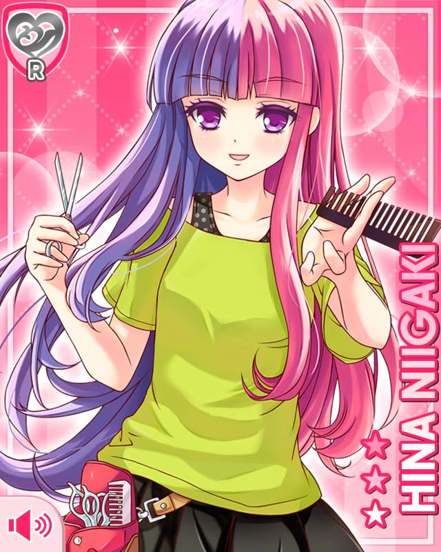 Safebooru - 1girl :d barber blunt bangs card (medium) character name ...