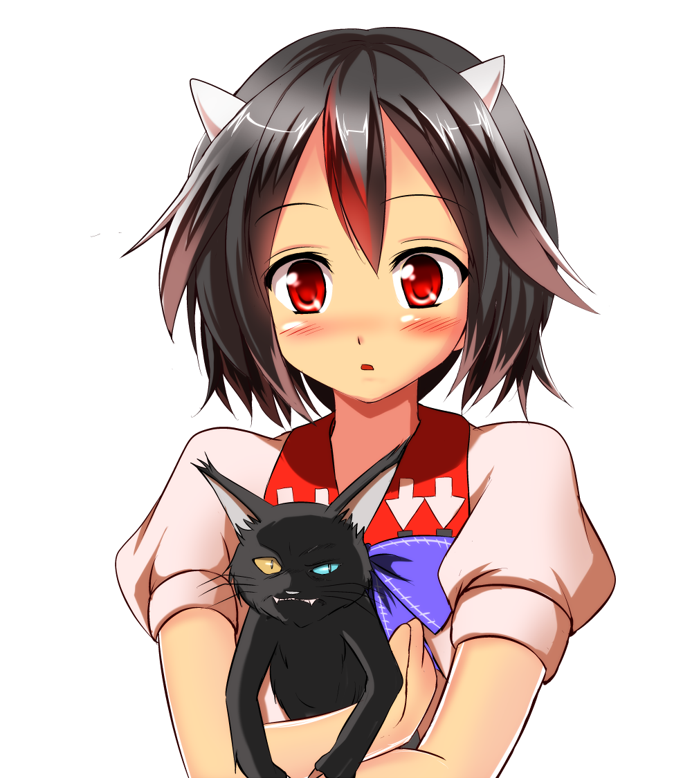 Safebooru - 1girl amanojaku (gakkou no kaidan) animal hug black hair ...