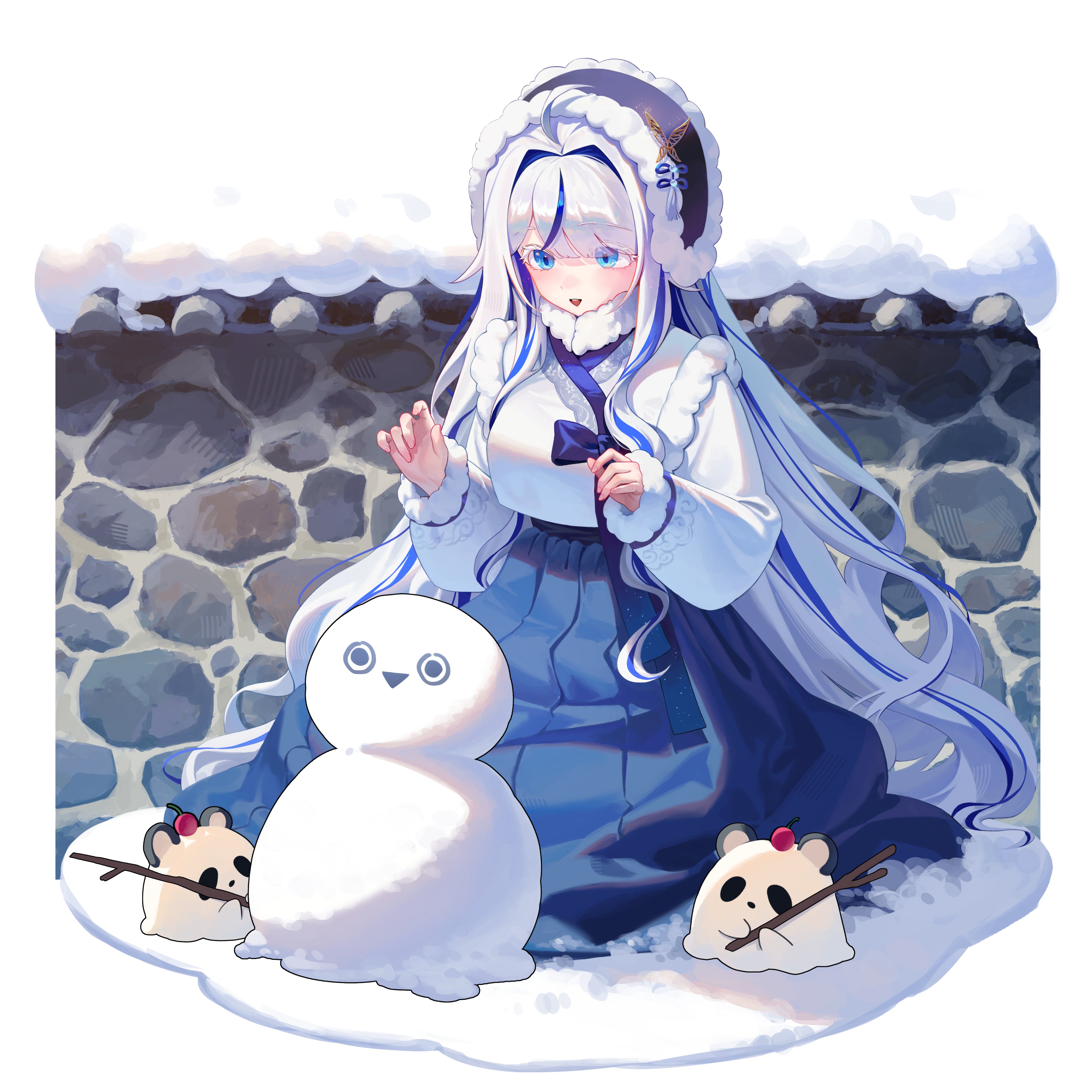 Safebooru - 1girl absurdres ahoge aokumo rin blue eyes blue skirt ...