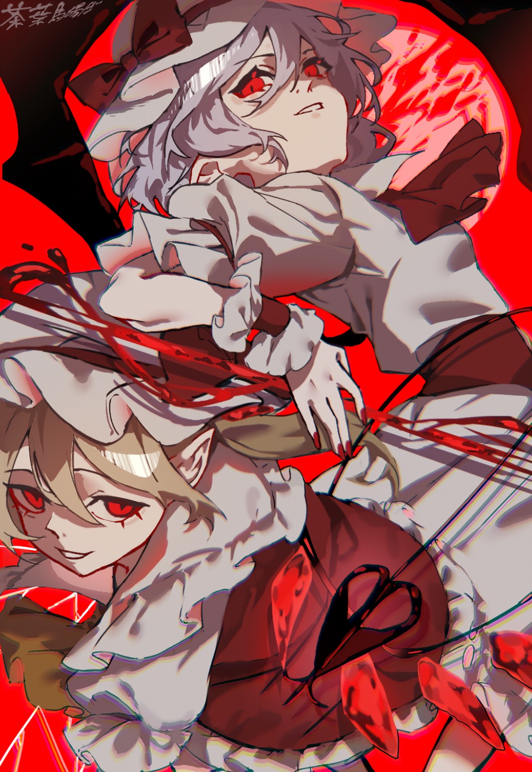 Safebooru - 2girls artist name ascot bat wings blonde hair blue hair ...