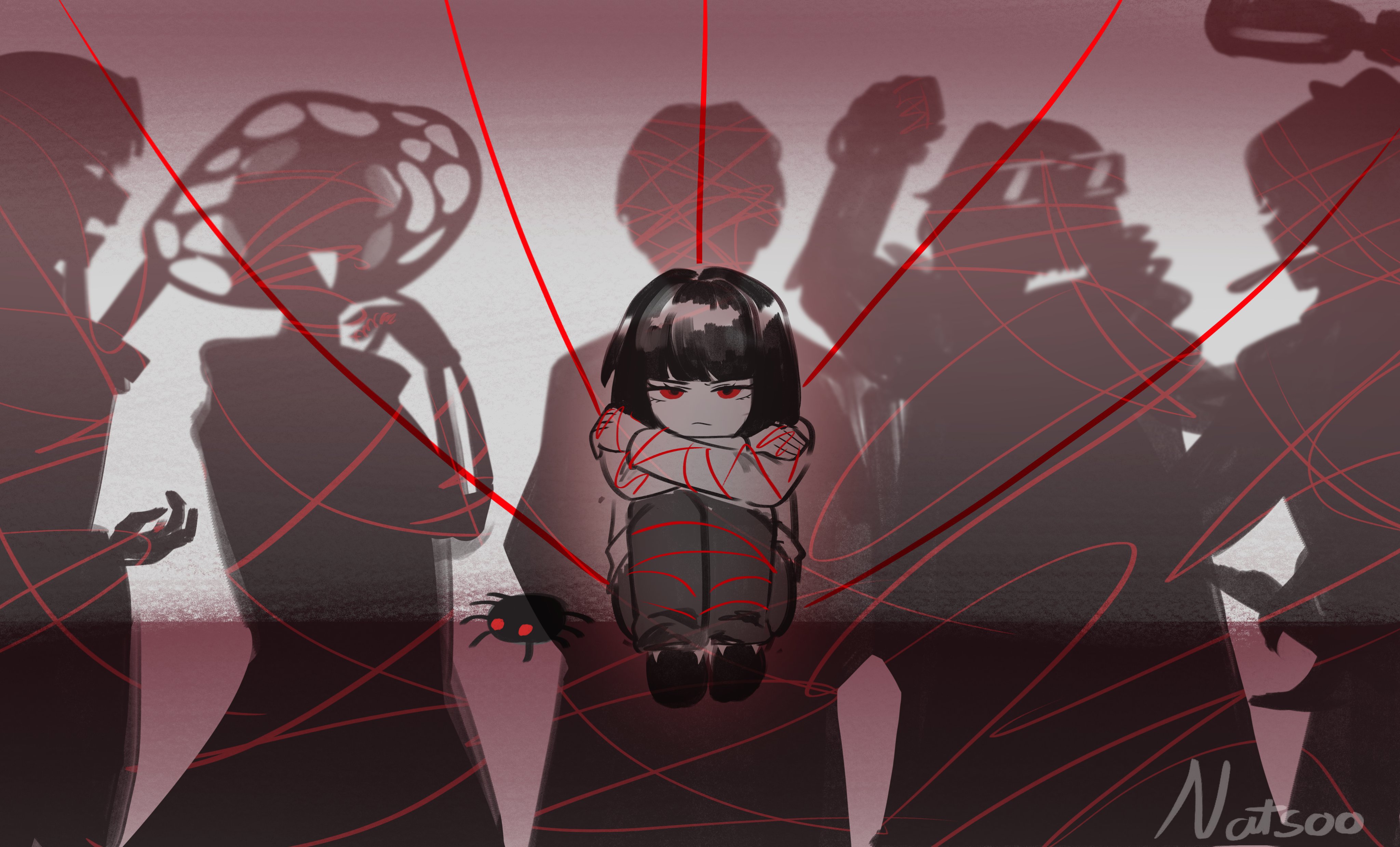 Safebooru - 1girl 5others absurdres aged down artist name black hair ...