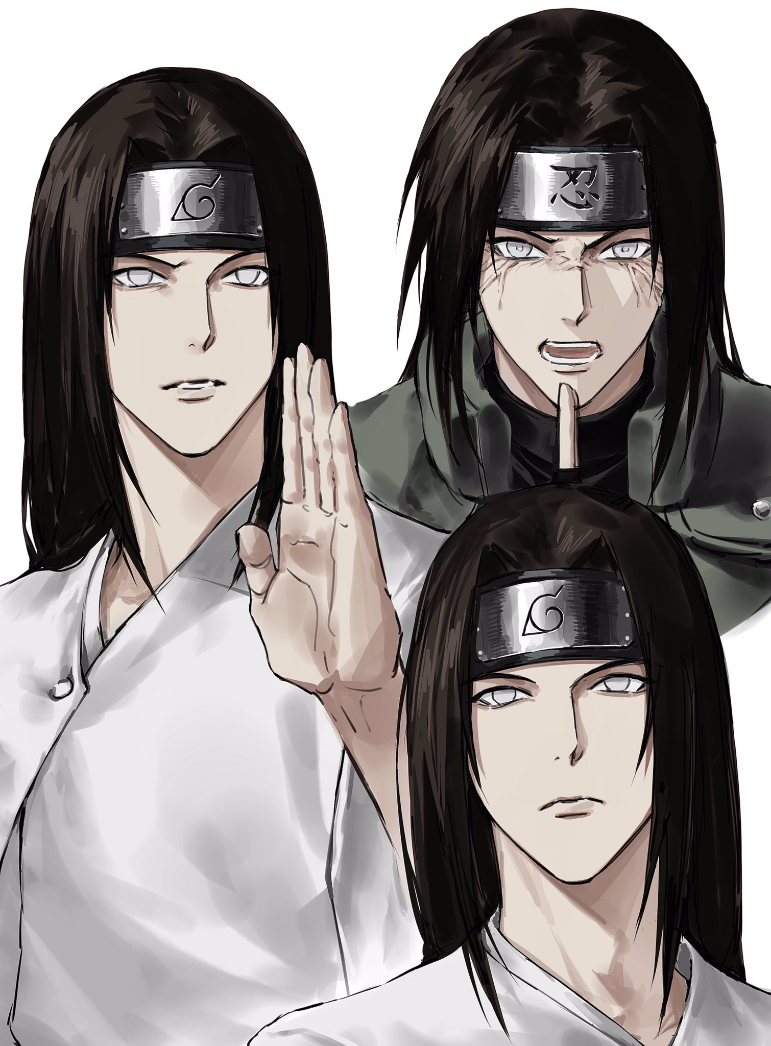 Safebooru - 1boy brown hair byakugan closed mouth forehead protector ...