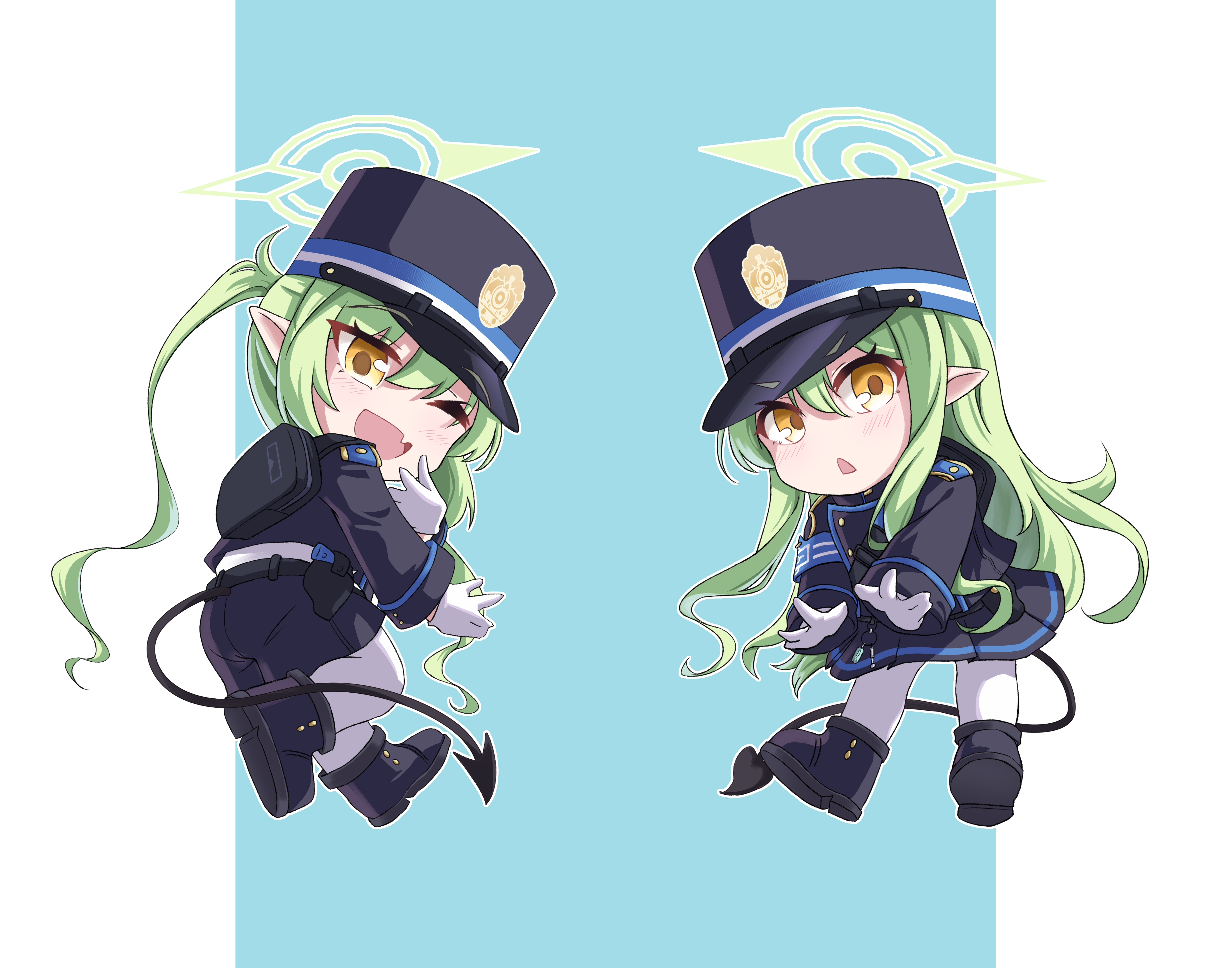 Safebooru - 2girls ;d absurdres akazaki emu ankle boots aqua background ...