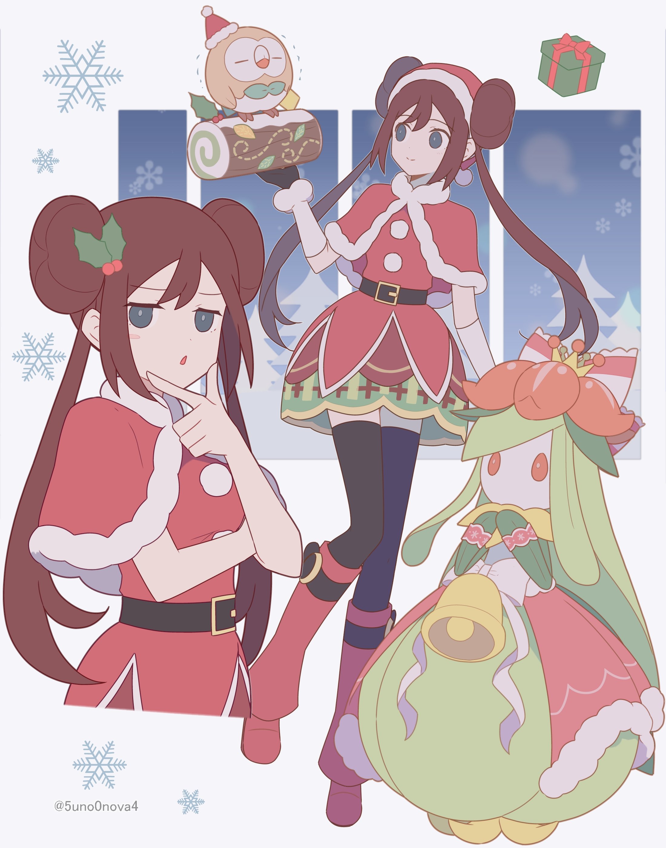 Safebooru - 2girls 343rone absurdres bell belt bird black gloves black ...