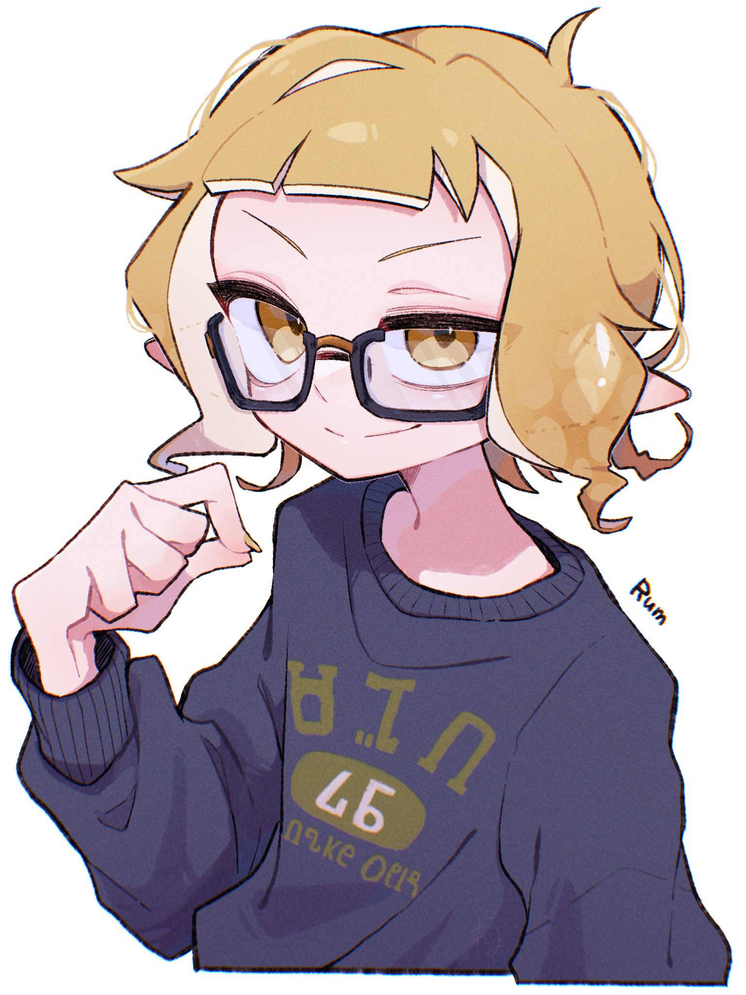Safebooru - 1boy aheruk black-framed eyewear black sweater closed mouth ...