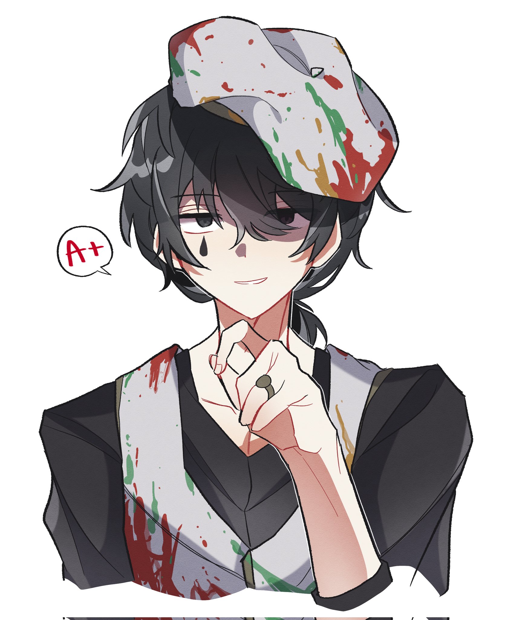 Safebooru - 1boy black eyes black hair commentary corrupted twitter ...