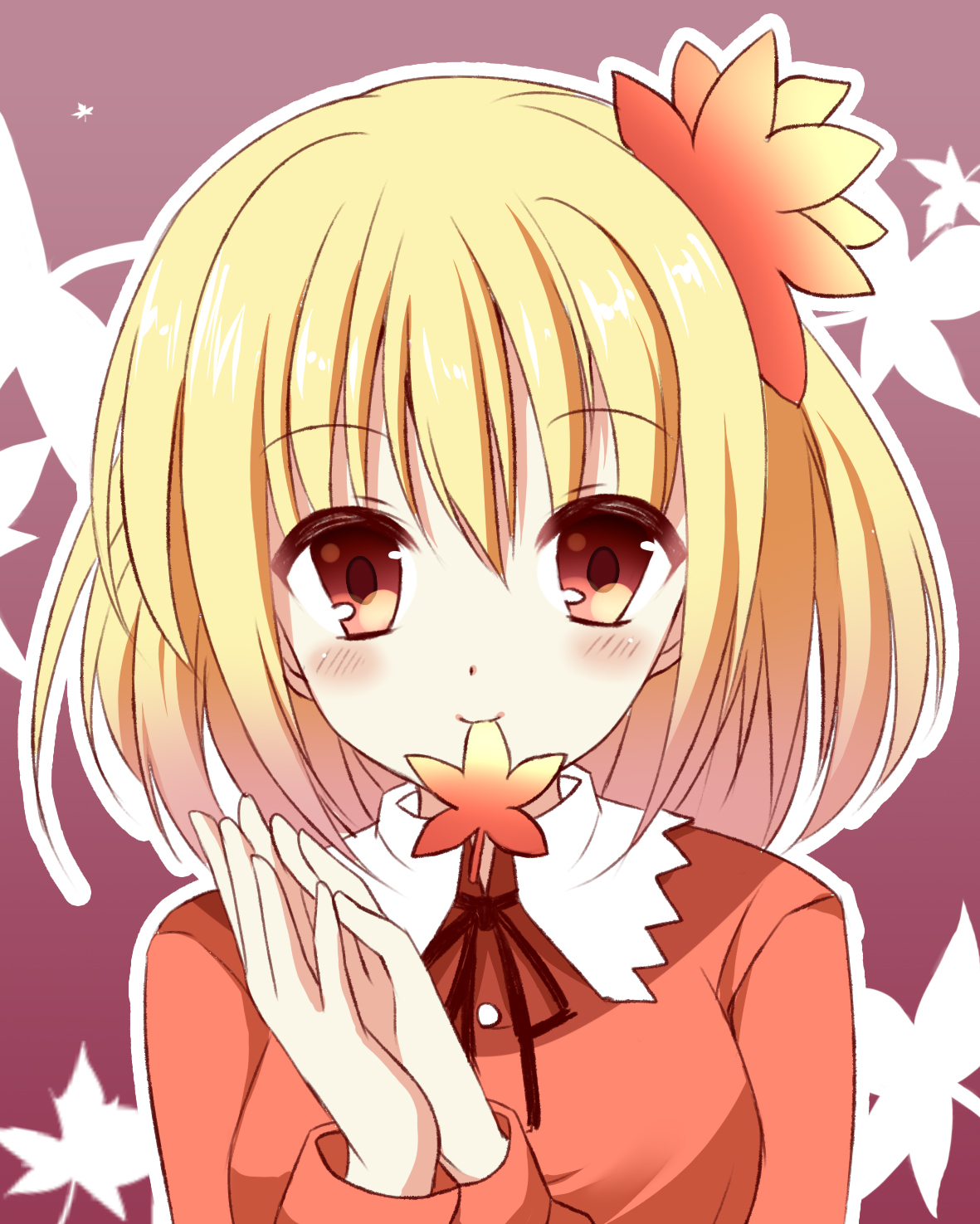 Safebooru - 1girl aki shizuha autumn leaves blonde hair dress hair ornament hat highres leaf ...