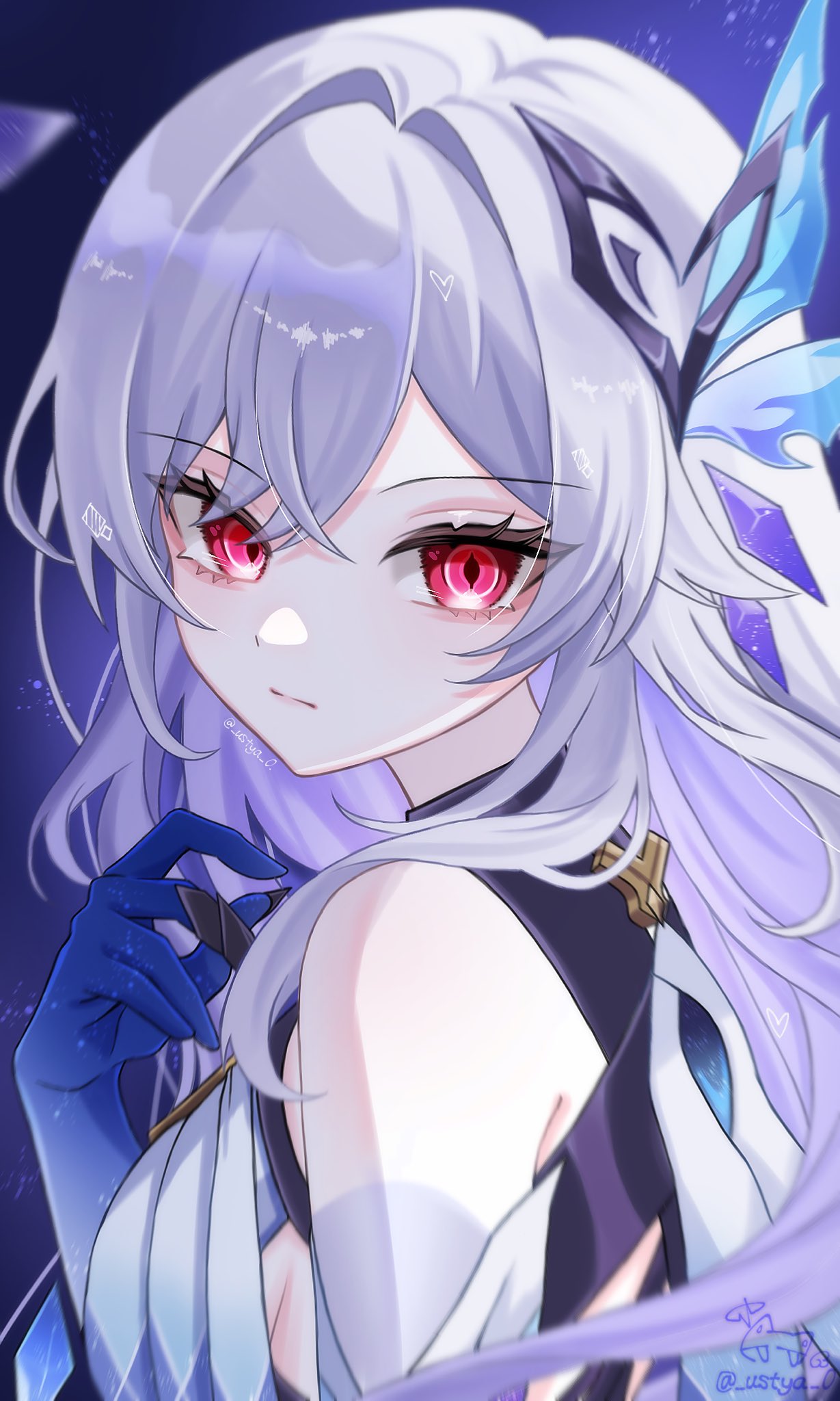 Safebooru - 1girl blue hands breasts closed mouth colored extremities ...