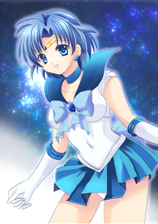 Safebooru - 1girl bishoujo senshi sailor moon blue eyes blue hair choker elbow gloves gloves ...