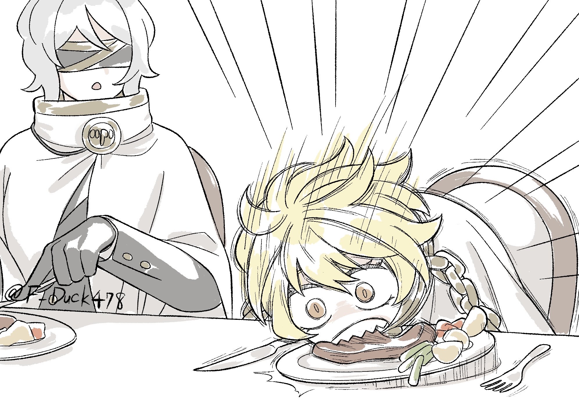 Safebooru - 2girls badge black gloves blonde hair cape carrot chain ...