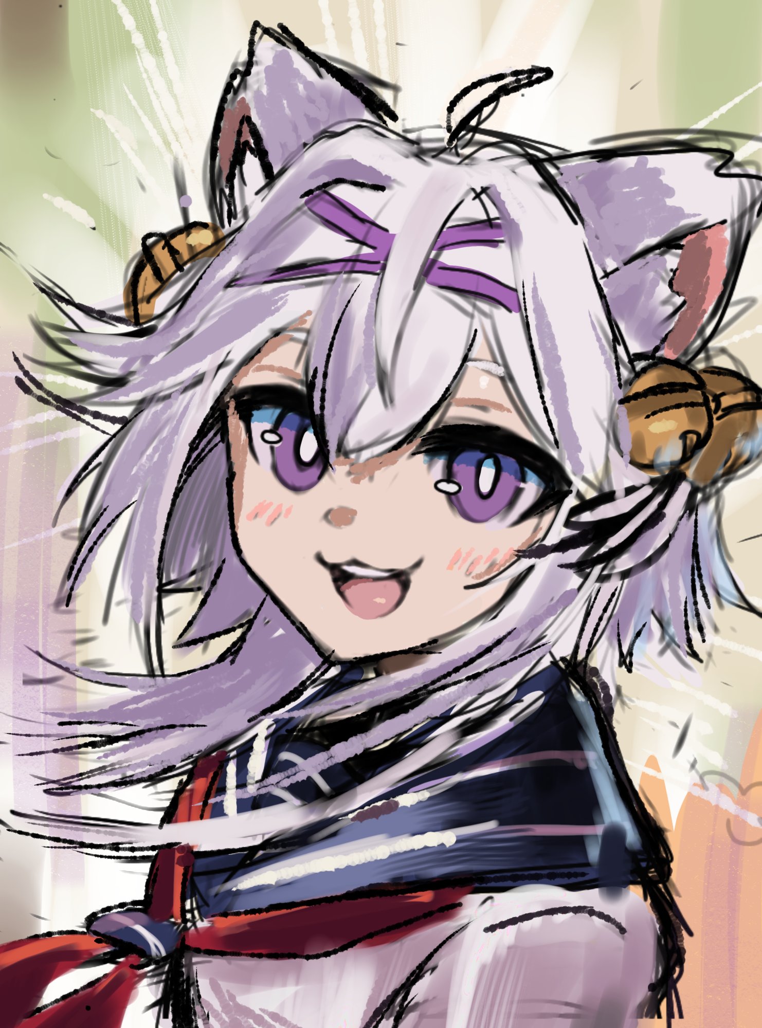 Safebooru - 1girl ahoge animal ear fluff animal ears bell blue sailor ...