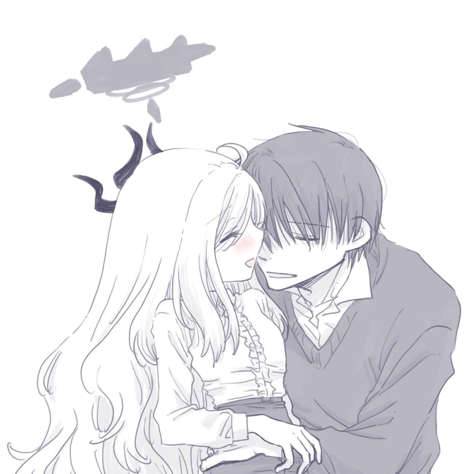 Safebooru - 1boy 1girl blue archive blush center frills closed eyes ...