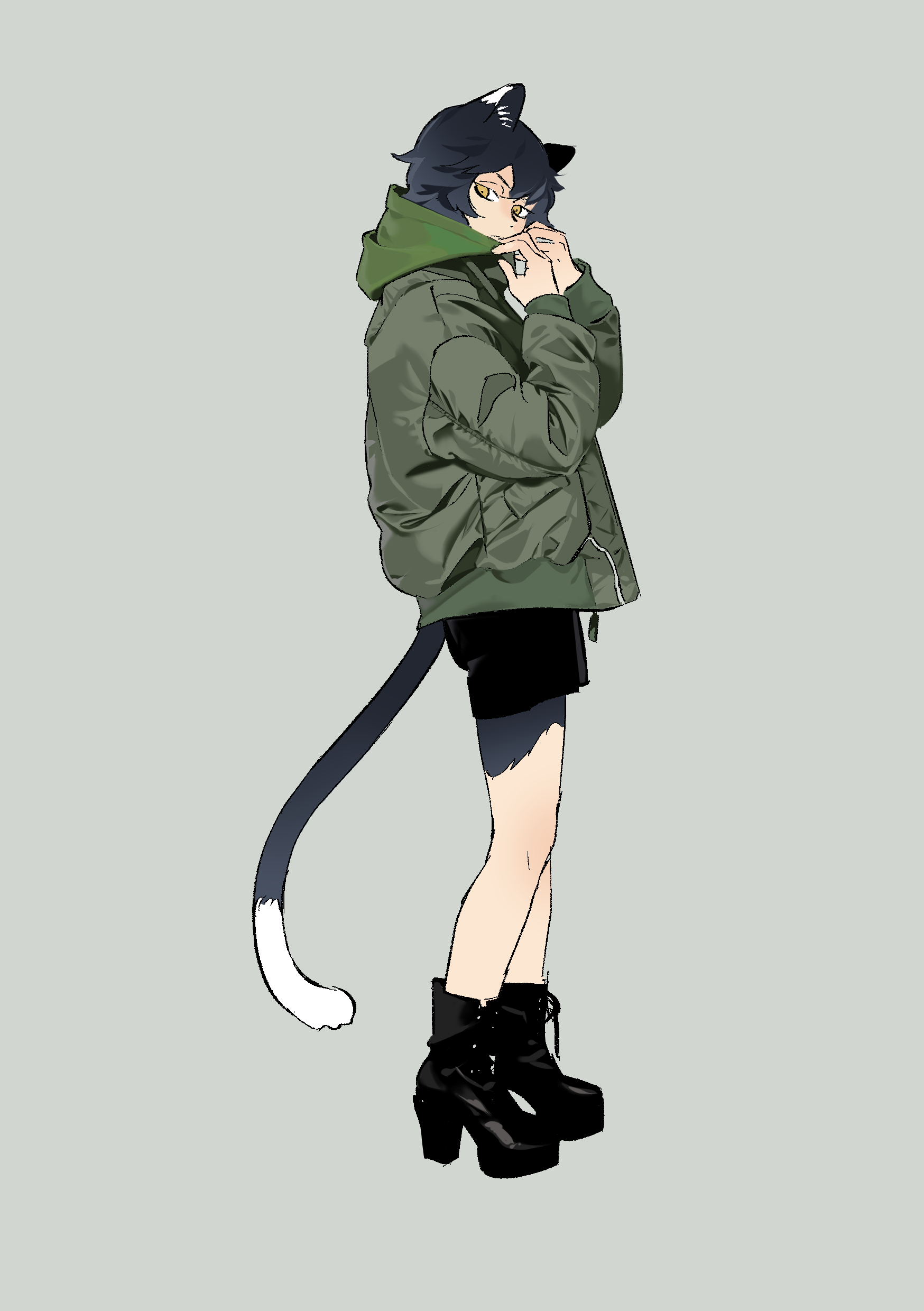 Safebooru - 1girl absurdres animal ears black boots black hair black ...