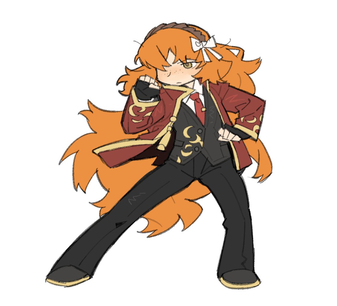 Safebooru - 1girl black pants black shoes black vest bow collared shirt ...