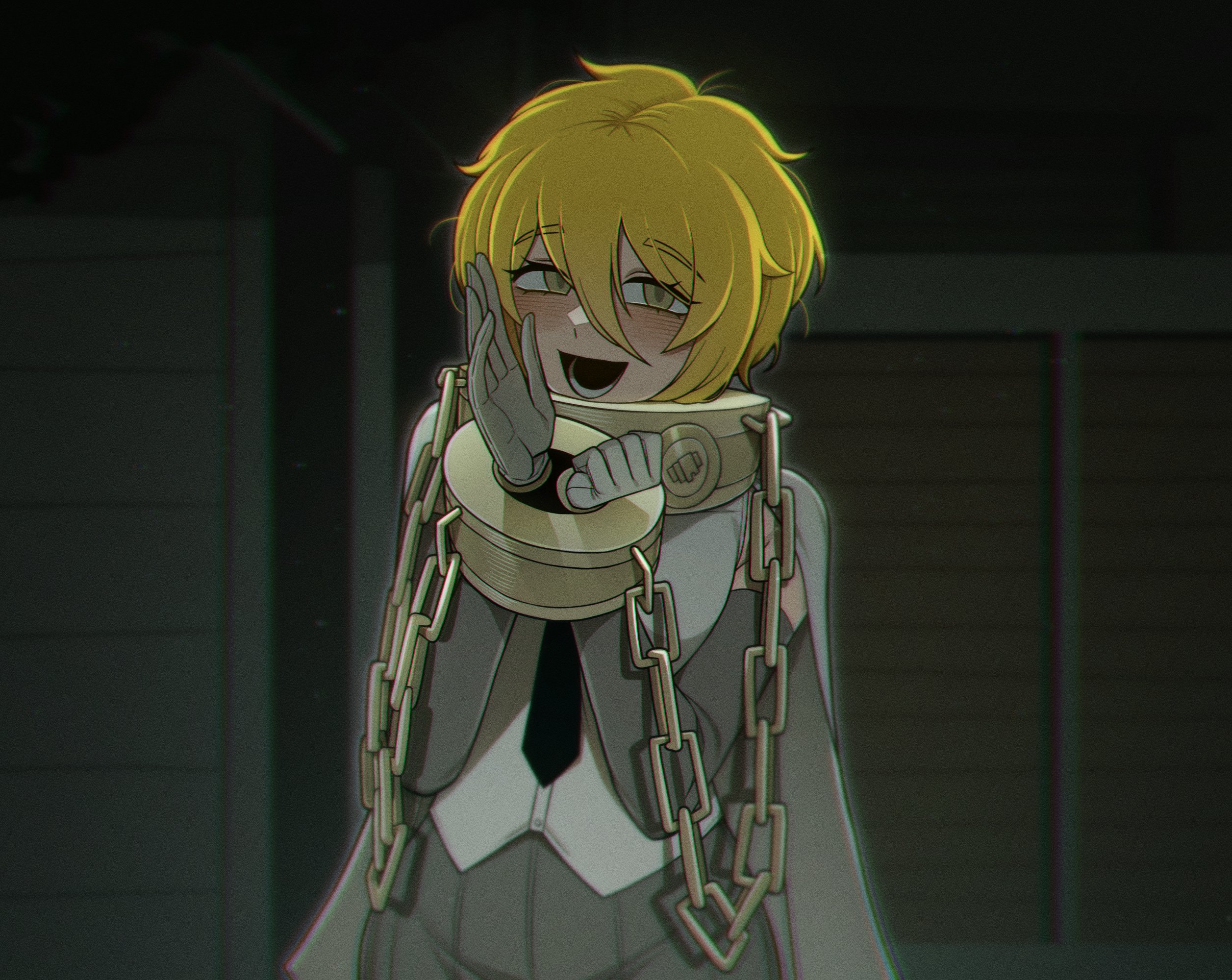 Safebooru - 1girl black necktie black skirt blonde hair blush cape ...