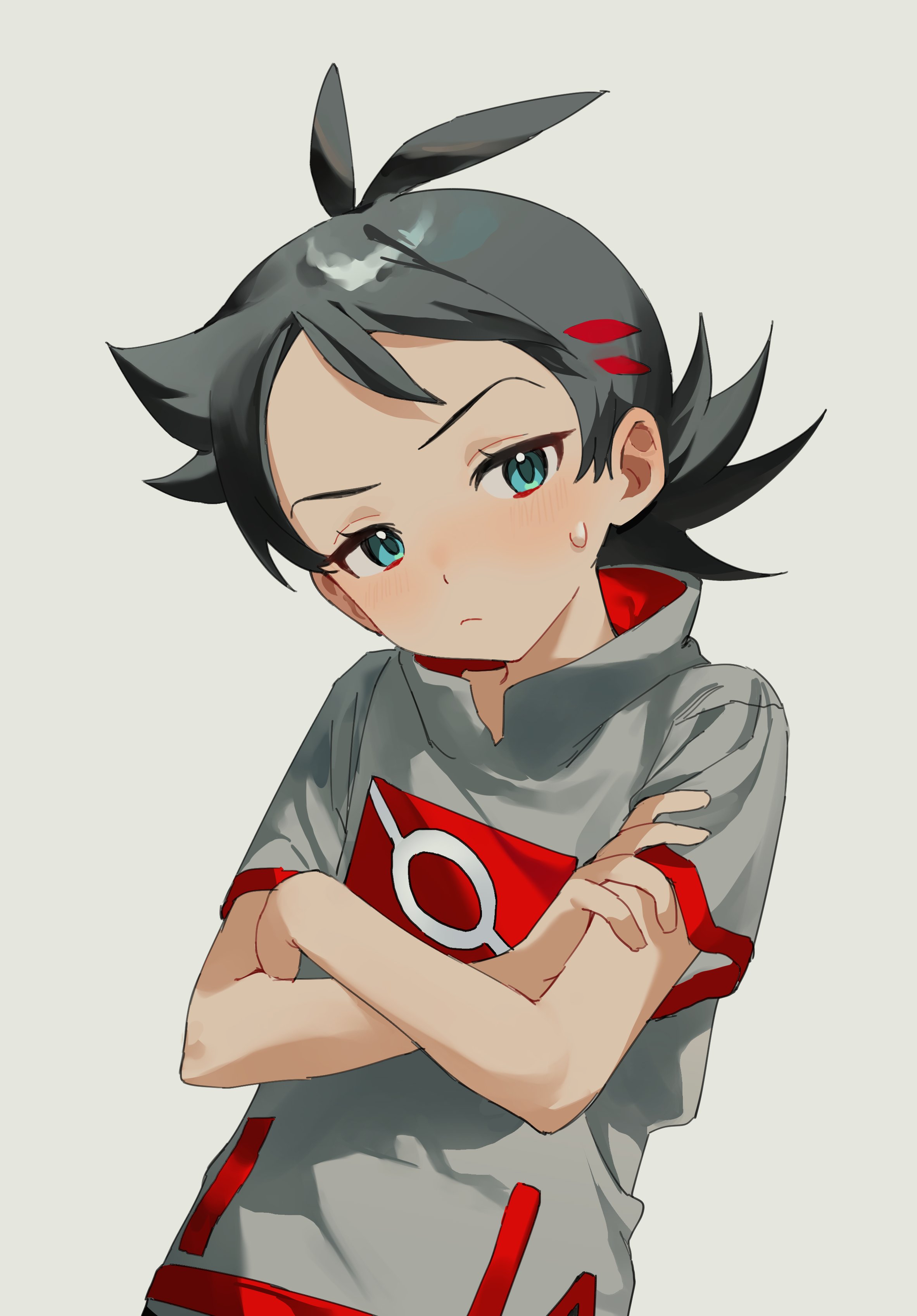 Safebooru - 1boy absurdres black hair blue eyes closed mouth commentary ...