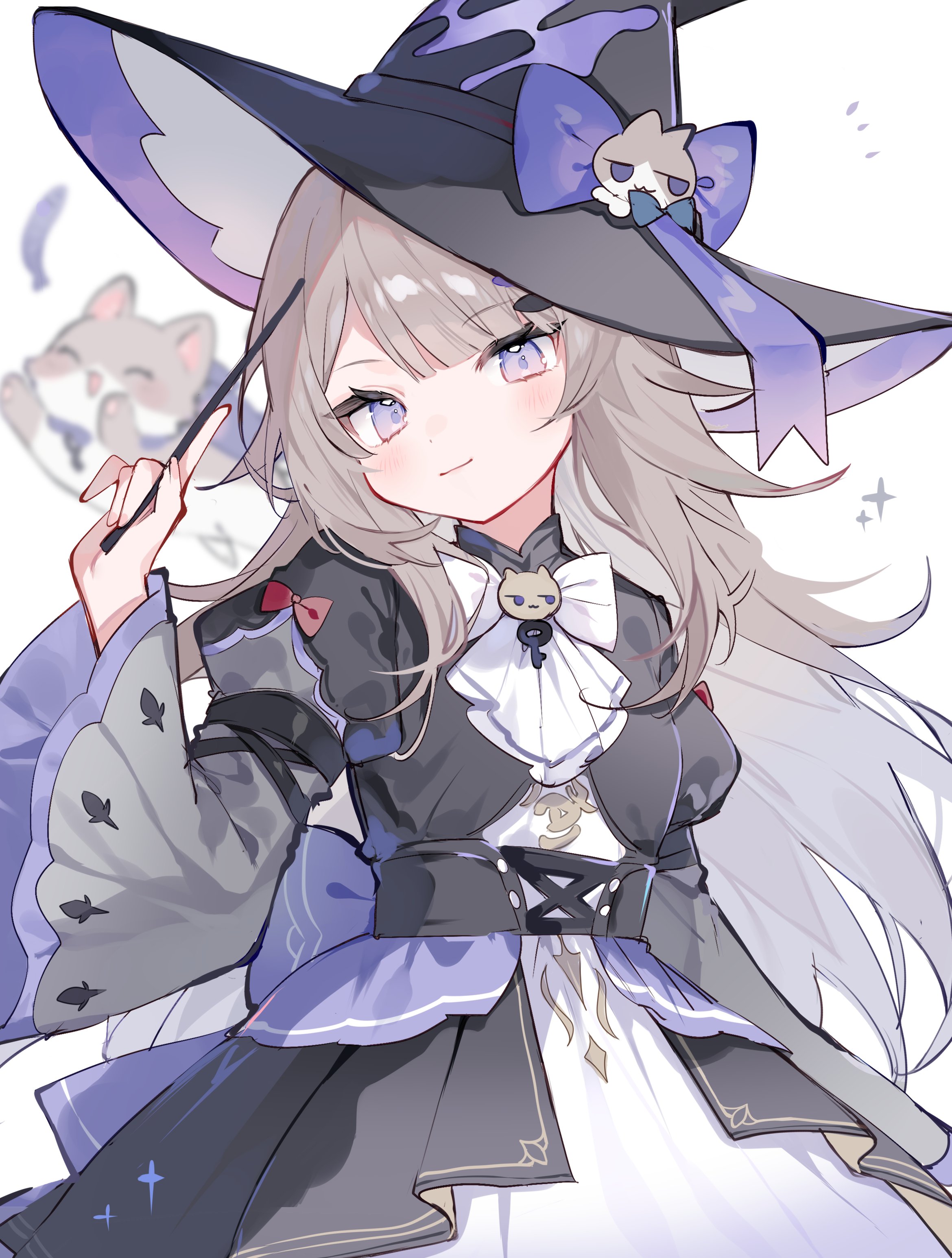 Safebooru - 1girl absurdres back bow black dress black hat blunt bangs ...