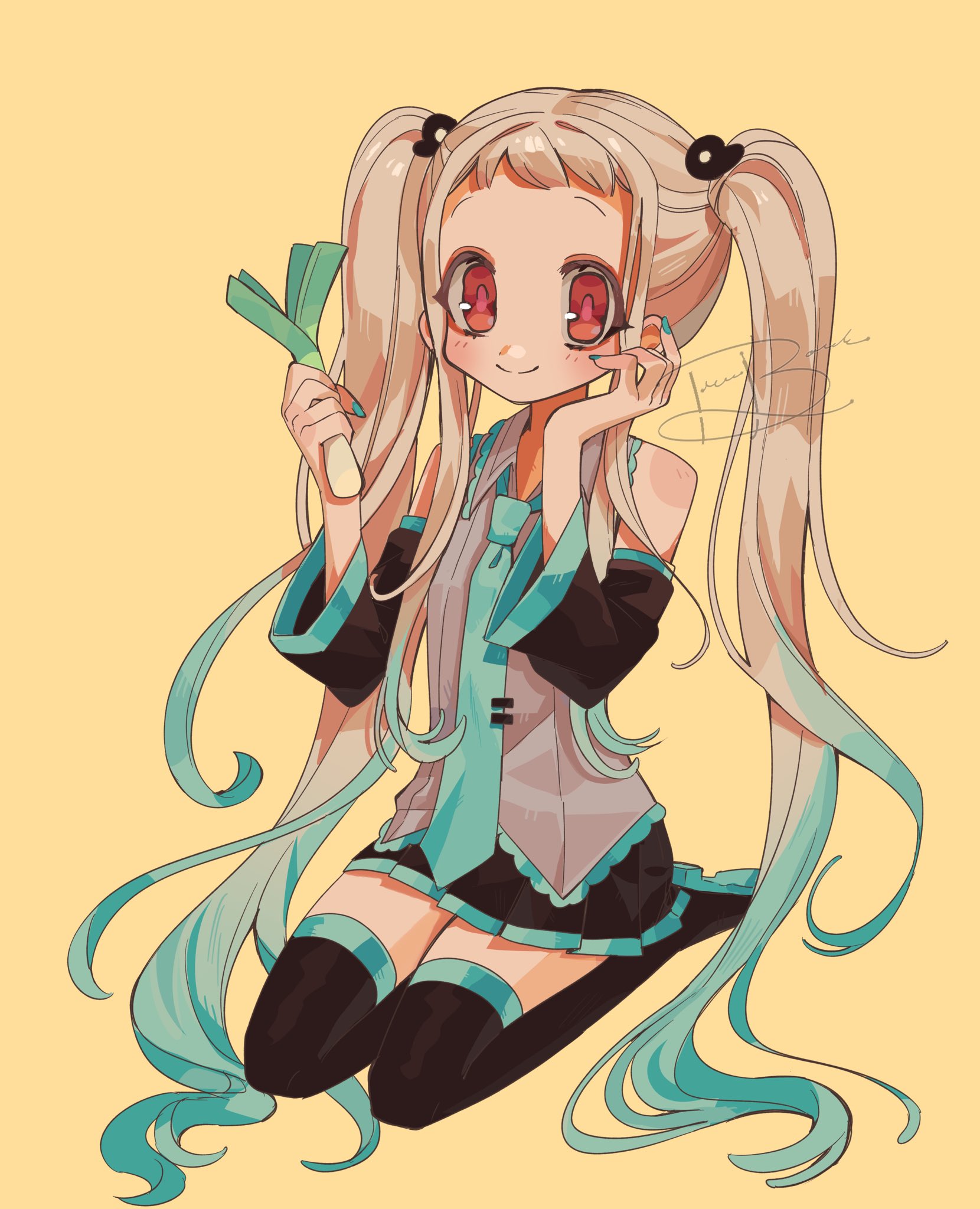 Safebooru - 1girl aqua hair aqua nails aqua necktie aqua trim bare ...