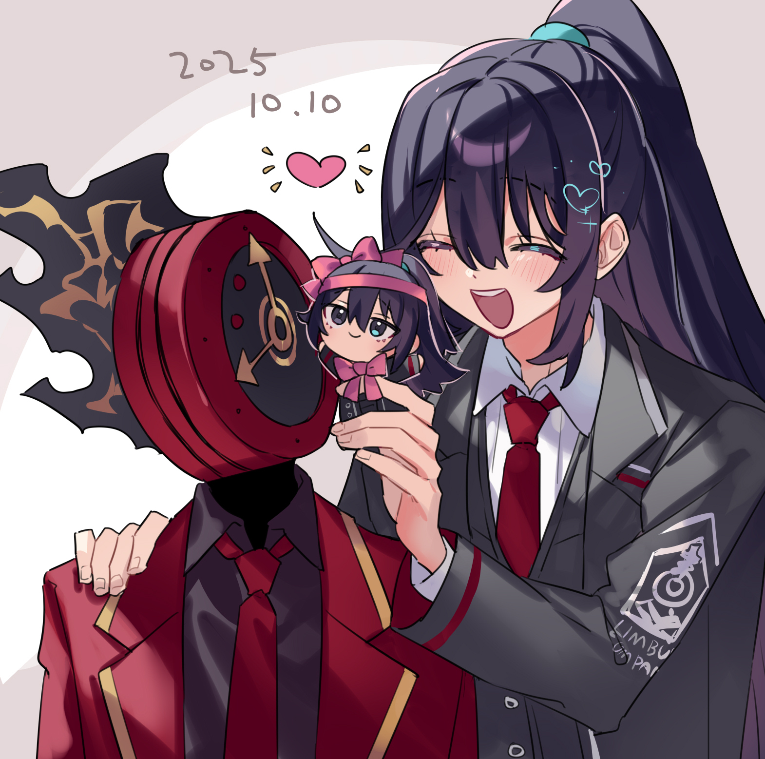 Safebooru - 1boy 1other black coat black hair black vest blush ...