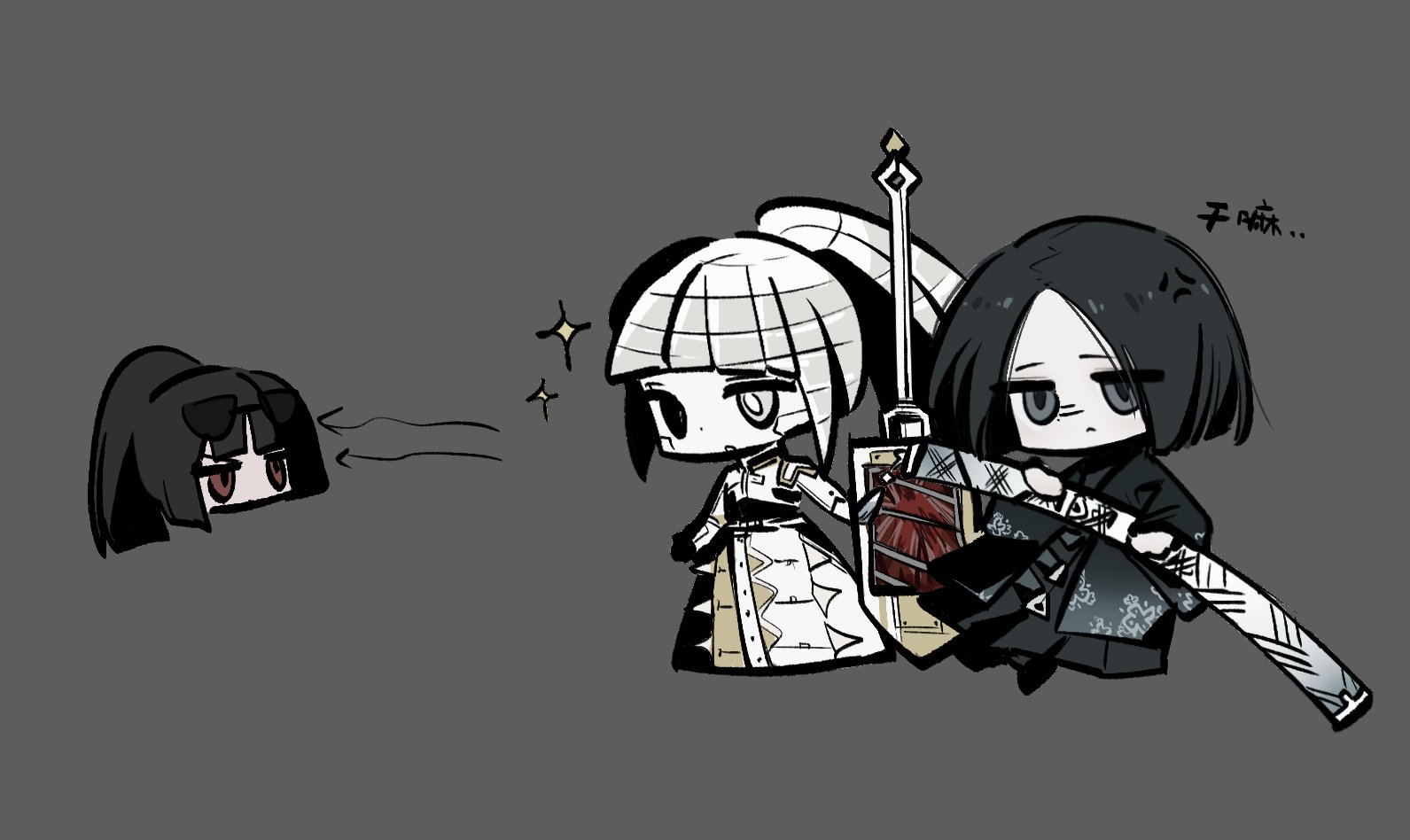 Safebooru - 1boy 2girls albina (project moon) android angry armor ...