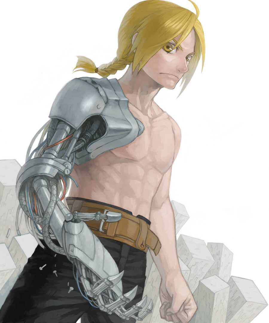 Safebooru - 1boy ahoge angry automail belt blonde hair braid edward elric fullmetal alchemist ...