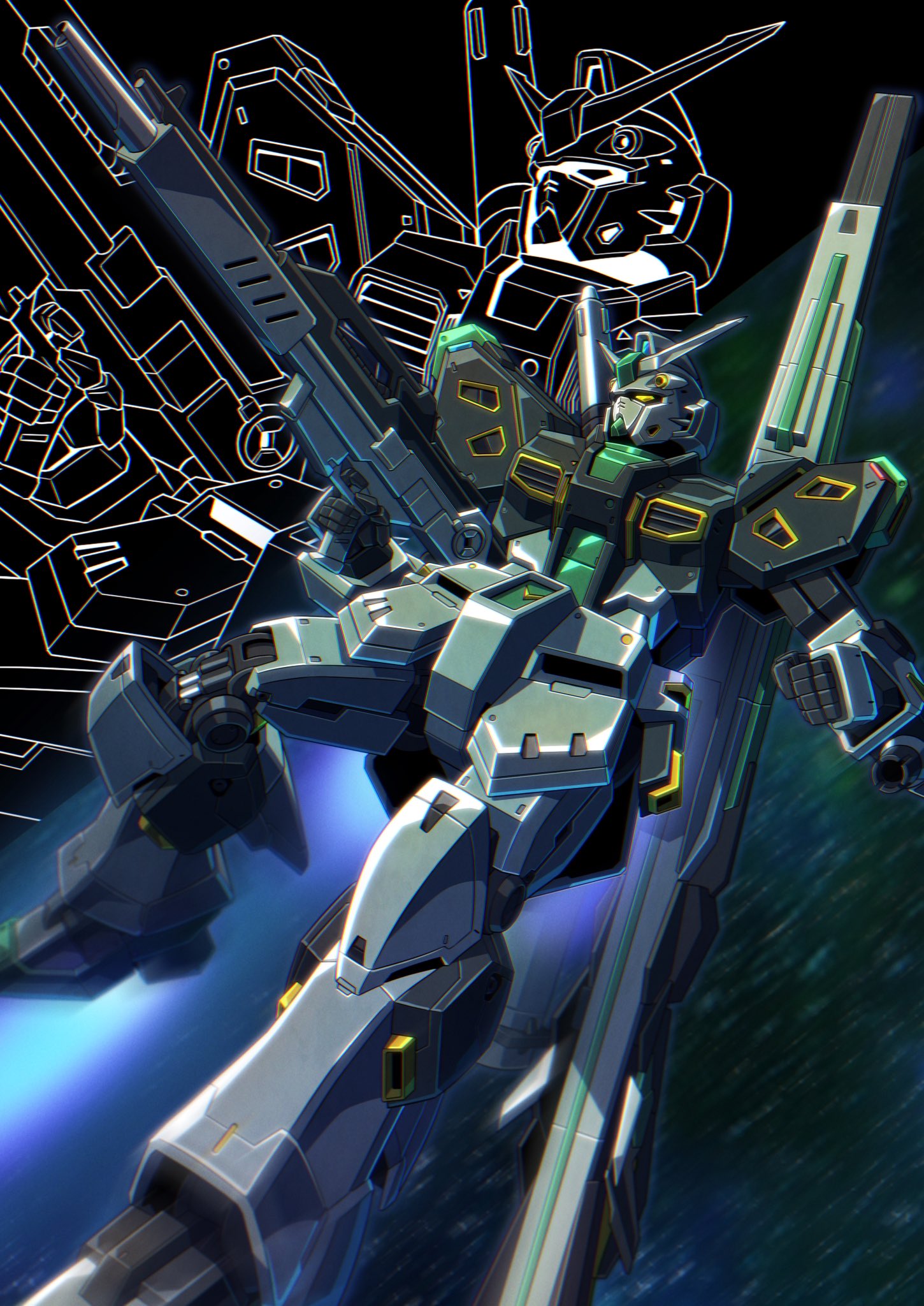 Safebooru - beam rifle clenched hand energy gun exhaust fin funnels ...