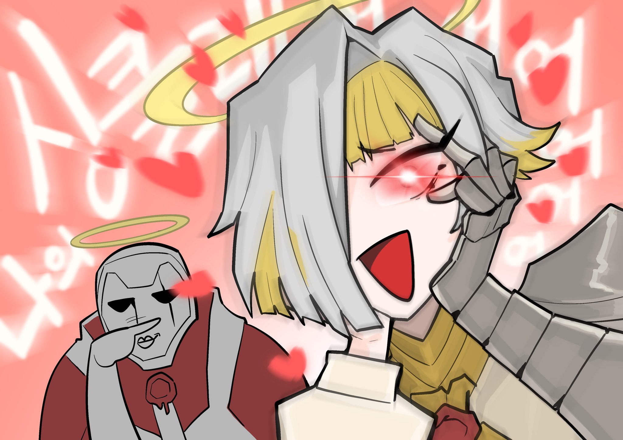 Safebooru - 1boy 1girl armor asymmetrical bangs blonde hair blunt bangs ...