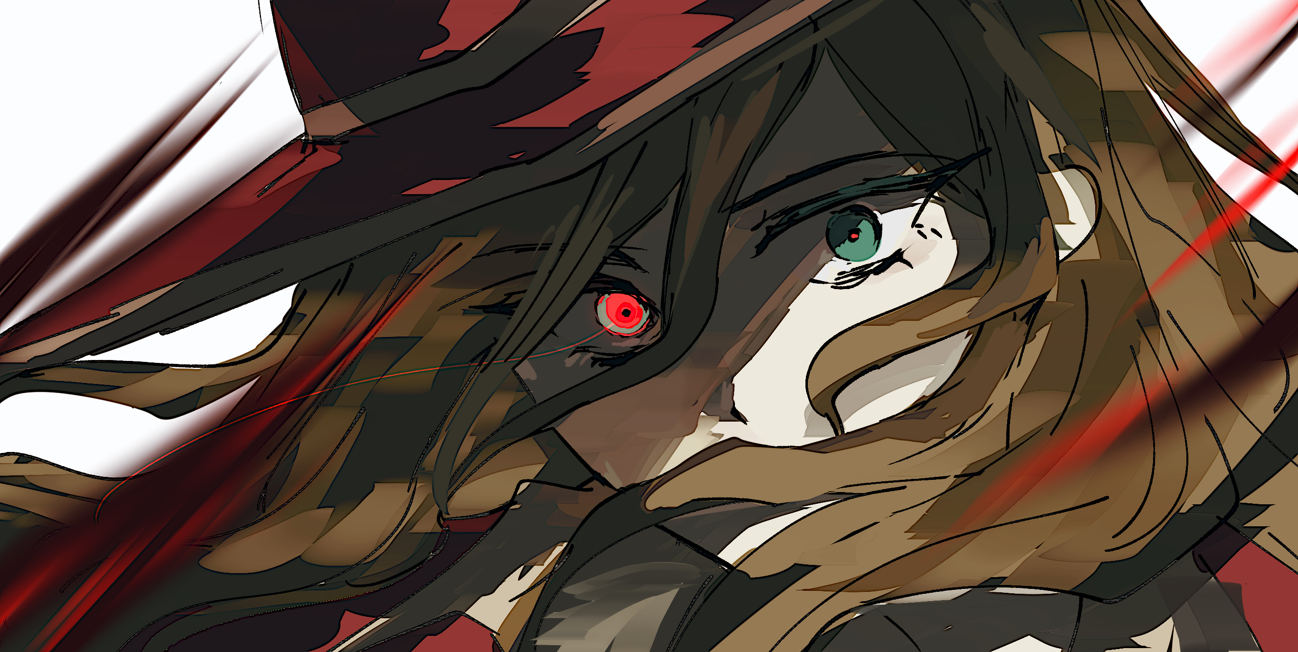 Safebooru - 1girl blood blurry blurry foreground brown hair close-up ...