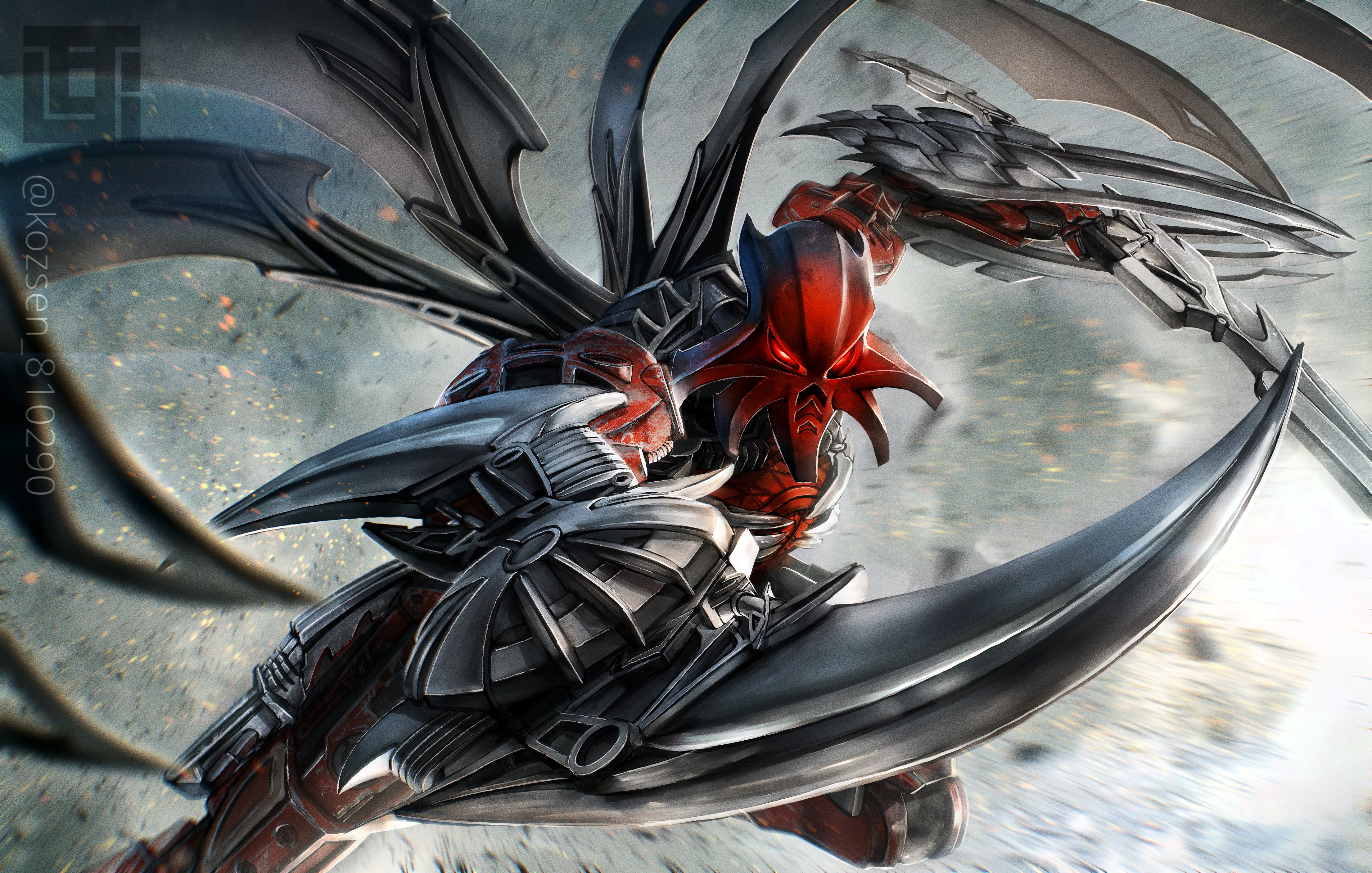 Safebooru - 1boy absurdres armor bat wings biomechanical bionicle ...