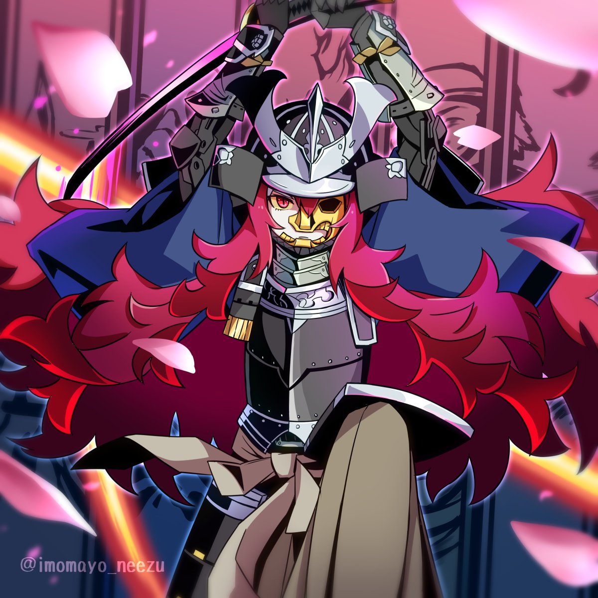 Safebooru - armor colored sclera commentary request cowboy shot half ...