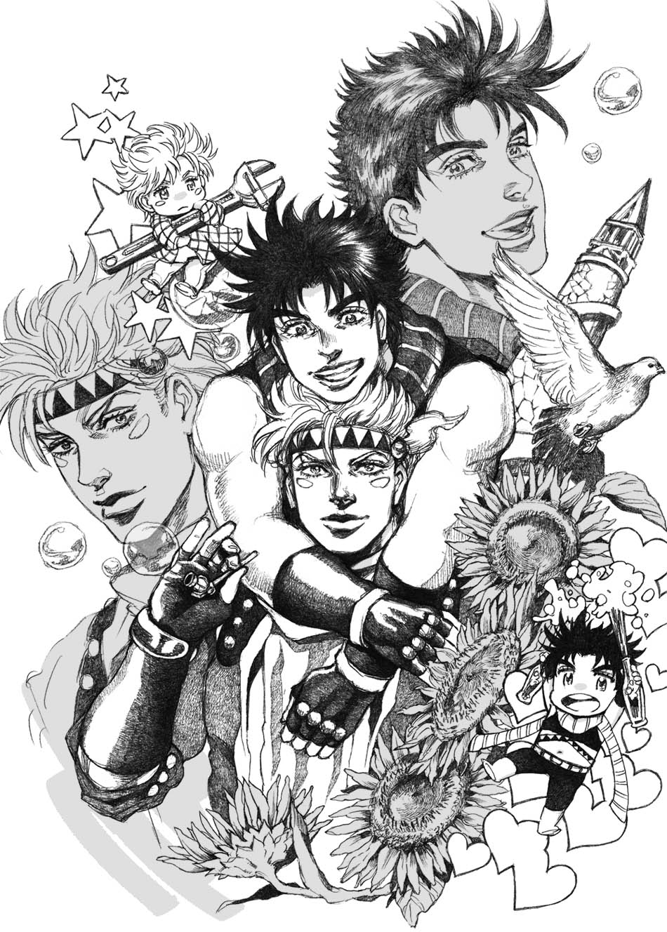 Safebooru - 6+boys bud (korovsme) caesar anthonio zeppeli chibi facial ...