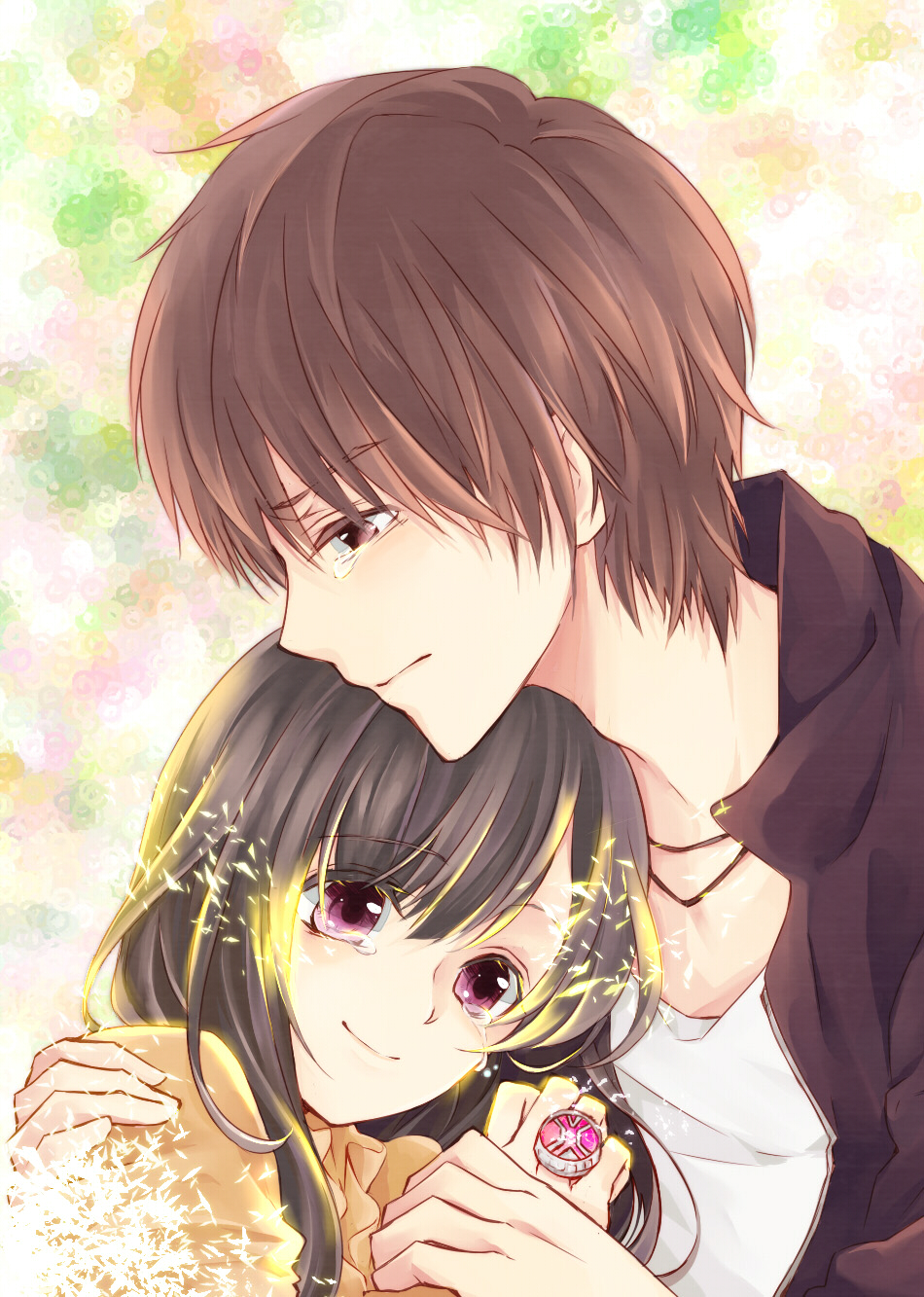 Safebooru - 1boy 1girl black hair brown eyes brown hair bust female ...